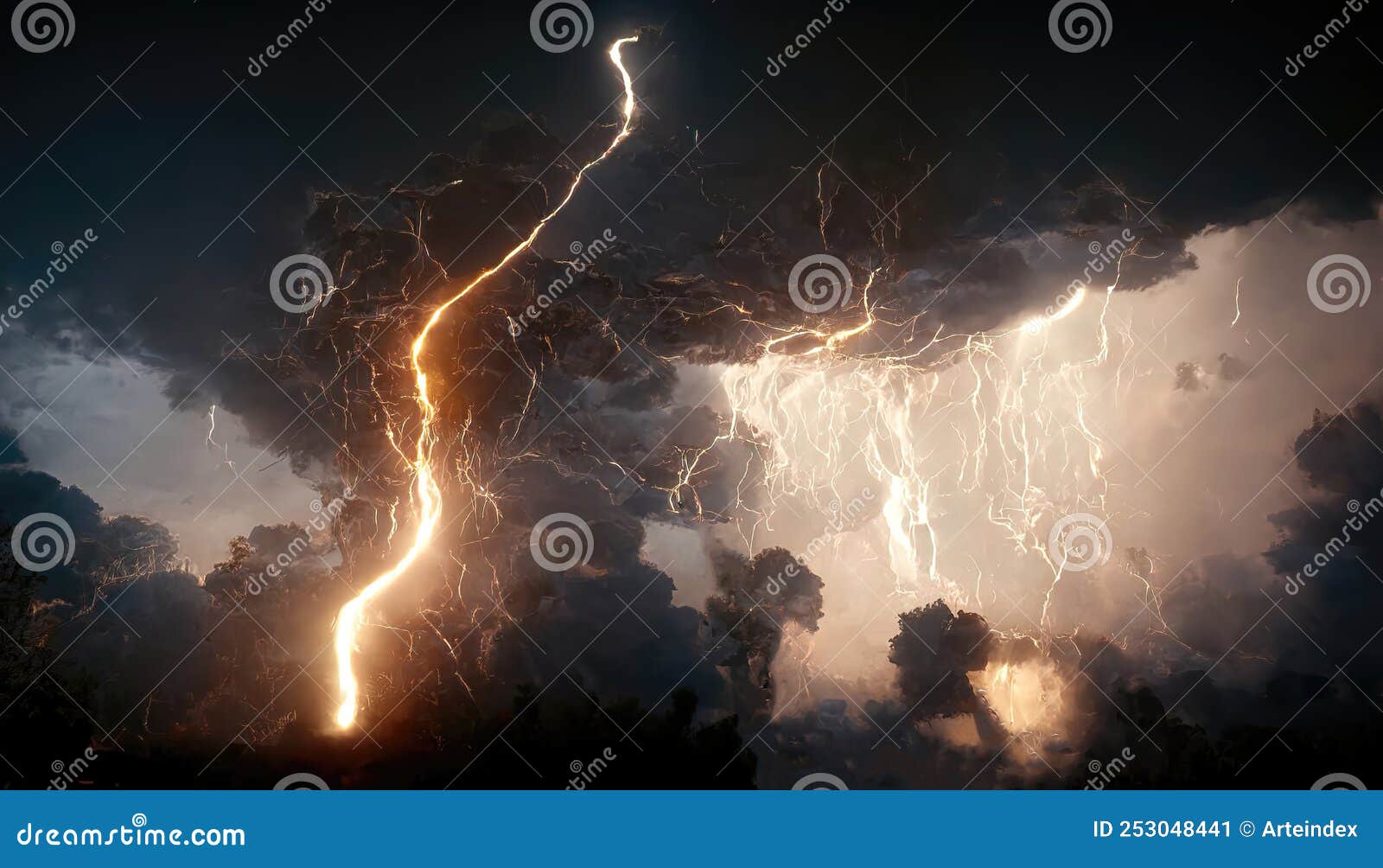 Landscape Scene of a Lightning Storm in the Sky Stock Image - Image of ...