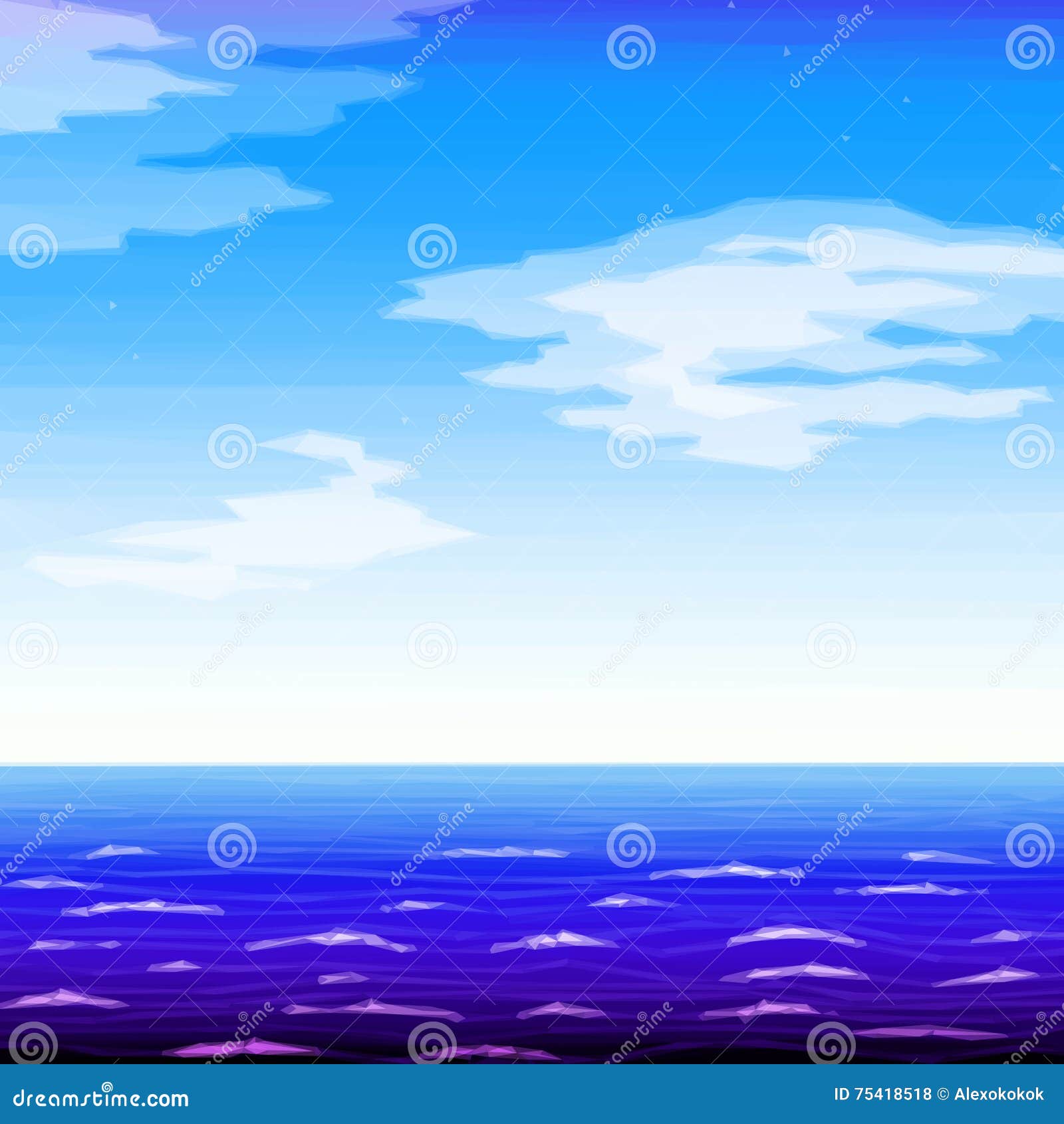 Landscape, Sea and Sky, Low Poly Stock Vector - Illustration of ...