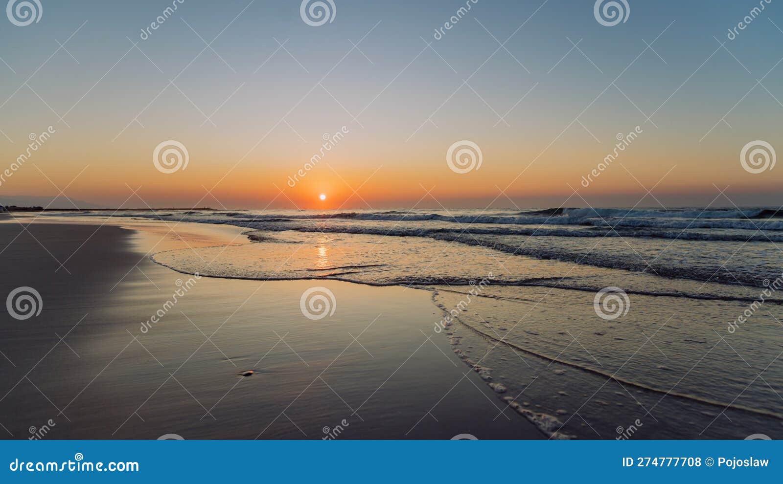 Landscape with Sea Sunset on the Beach. Stock Photo - Image of seascape ...