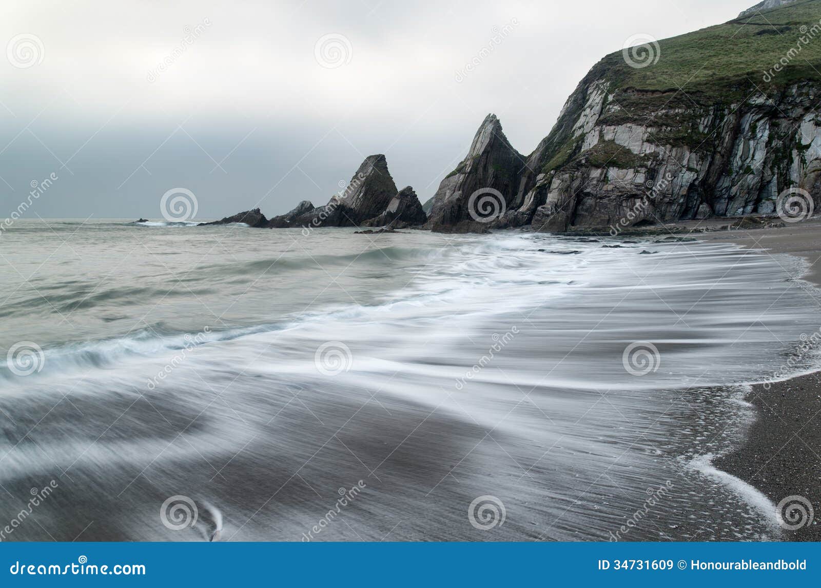 Landscape Seascape of Jagged and Rugged Rocks on Coastline with Stock ...