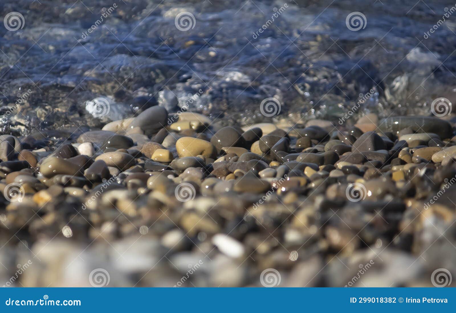 Landscape on the Seashore ,pebbles with Calm Waves Stock Photo - Image ...