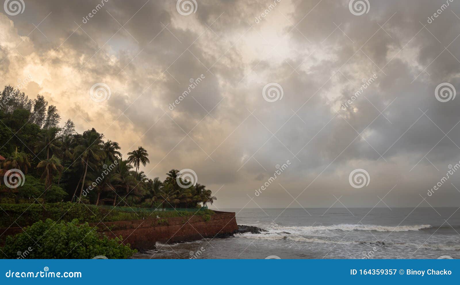 Landscape of the Seashores of Goa with Sky, Clouds and Palm Trees ...