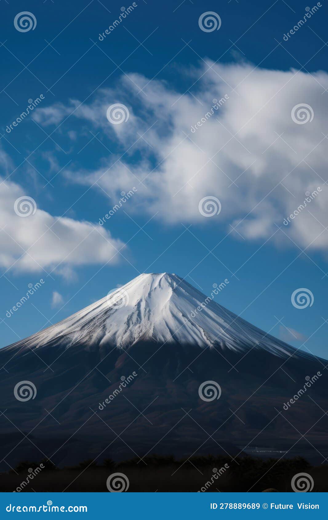 Landscape of Shadow on Mount Fuji Over Blue Sky, Created Using ...