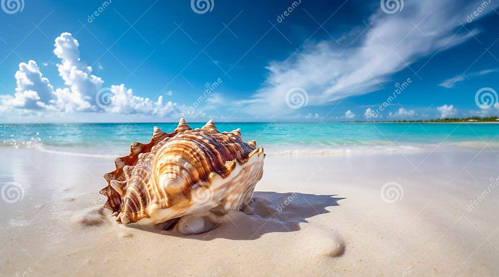 Landscape with Shells on Tropical Beach. Generative AI Stock ...
