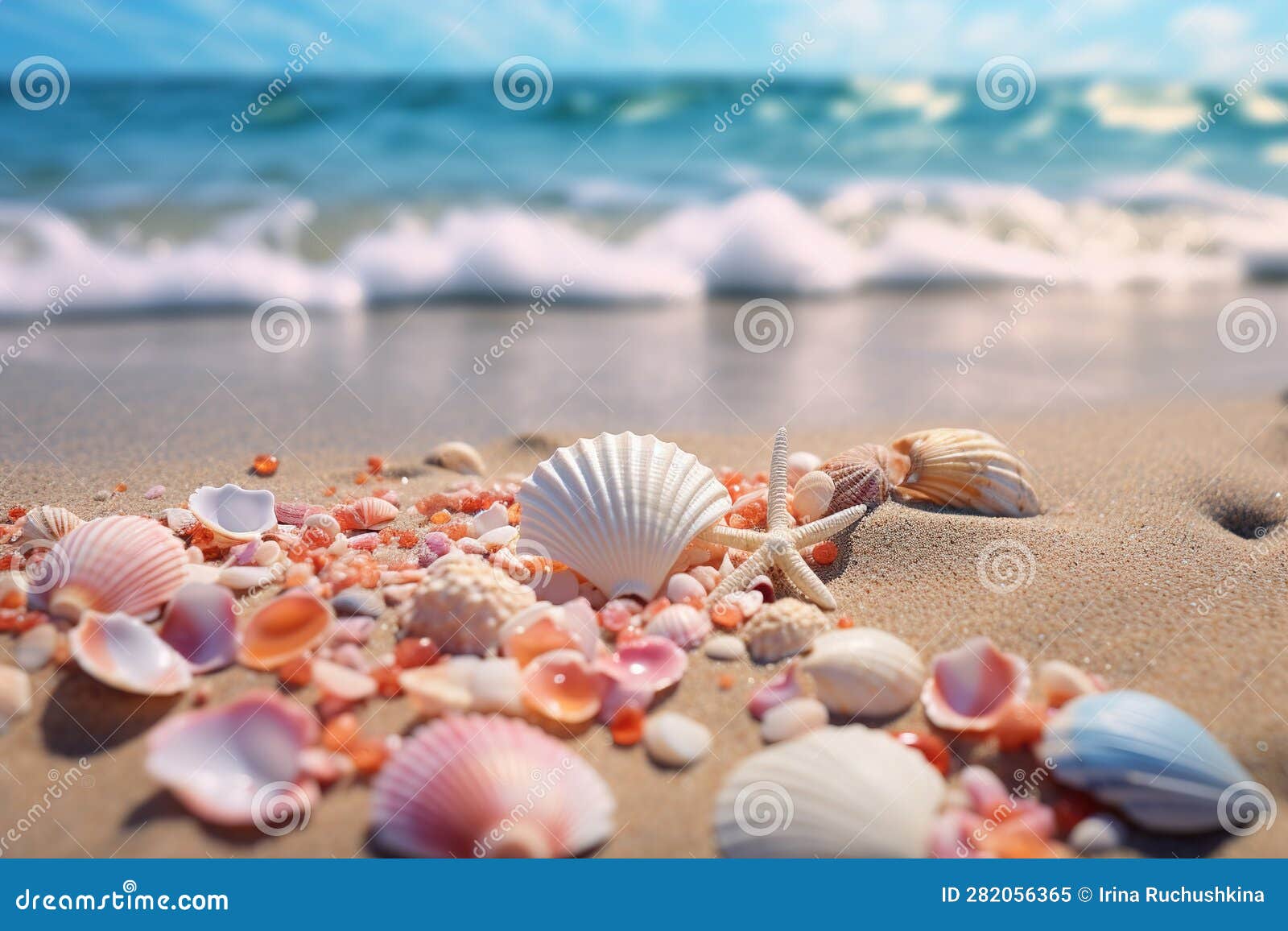 Landscape with Shells on Tropical Beach. Generative AI Stock ...
