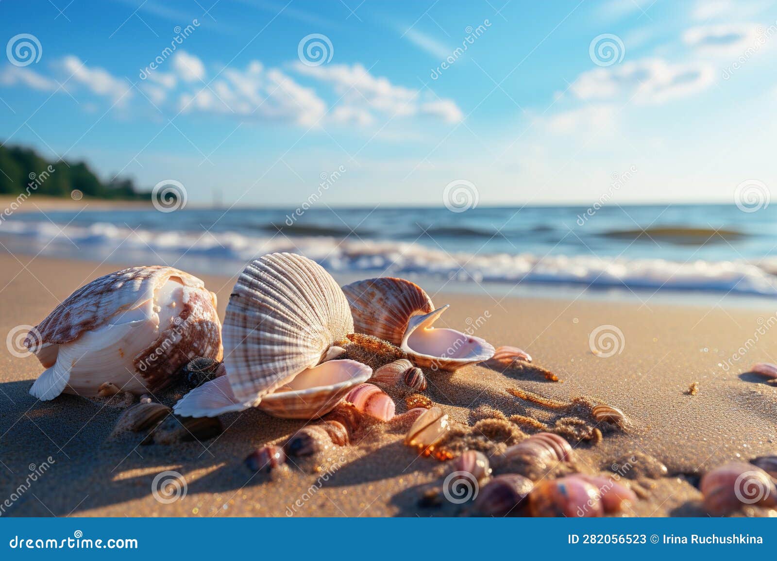 Landscape with Shells on Tropical Beach. Generative AI Stock ...