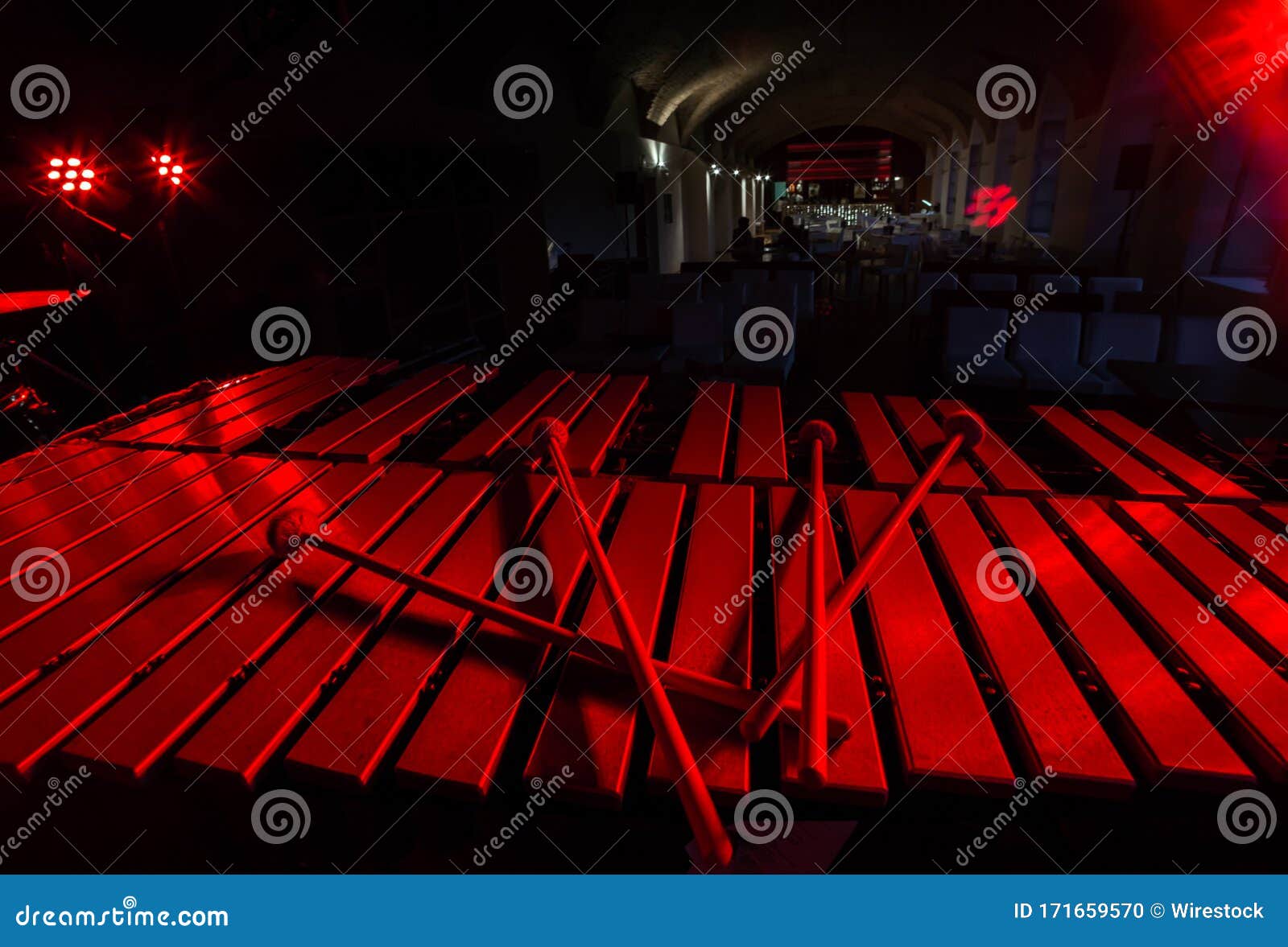 Landscape Shot of a Big Red Xylophone Stock Photo - Image of instrument ...