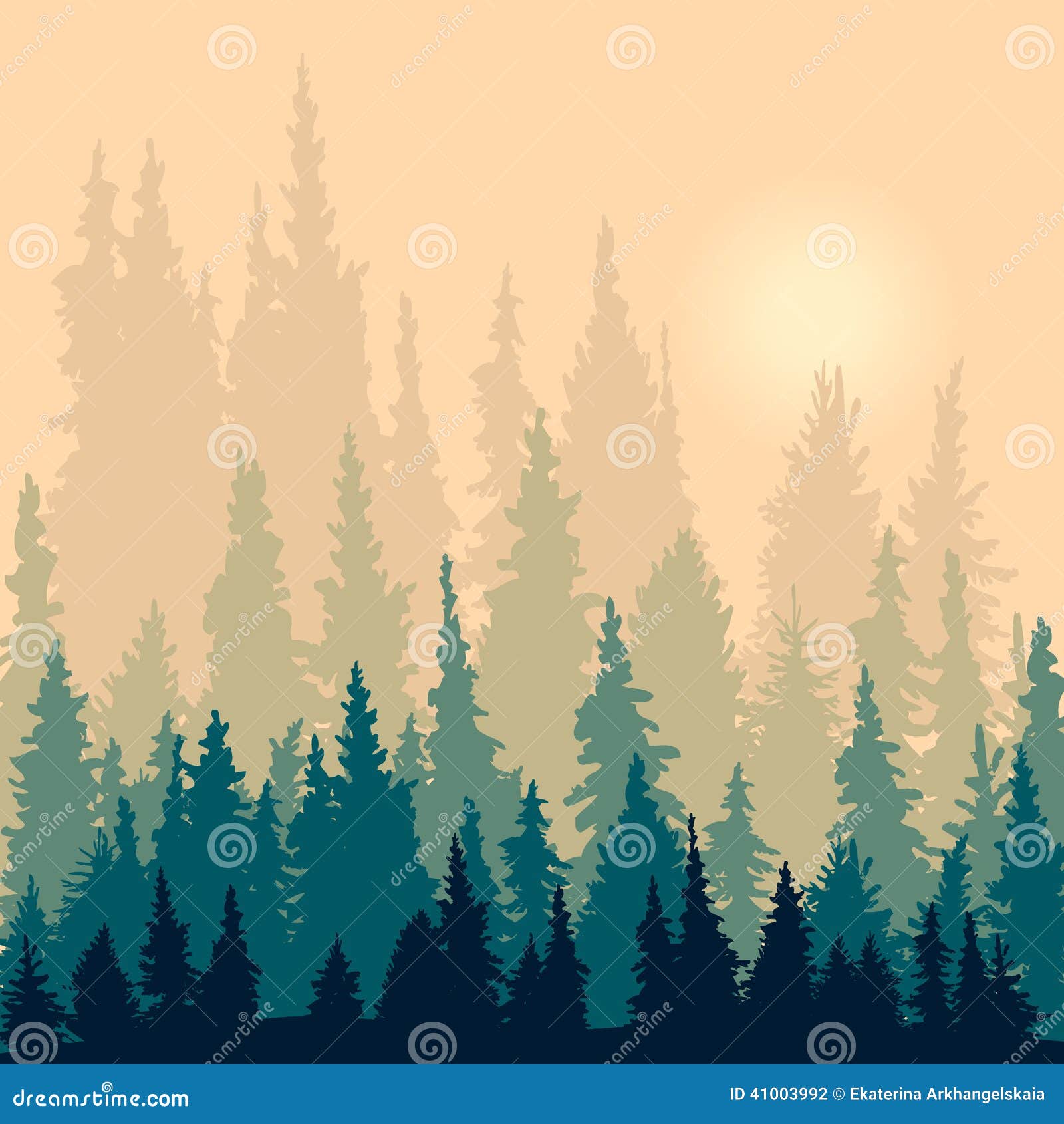 Landscape with Silhouettes of Fir-trees Stock Vector - Illustration of ... Landscape with Silhouettes of Fir-trees Stock Vector - Illustration of ...
