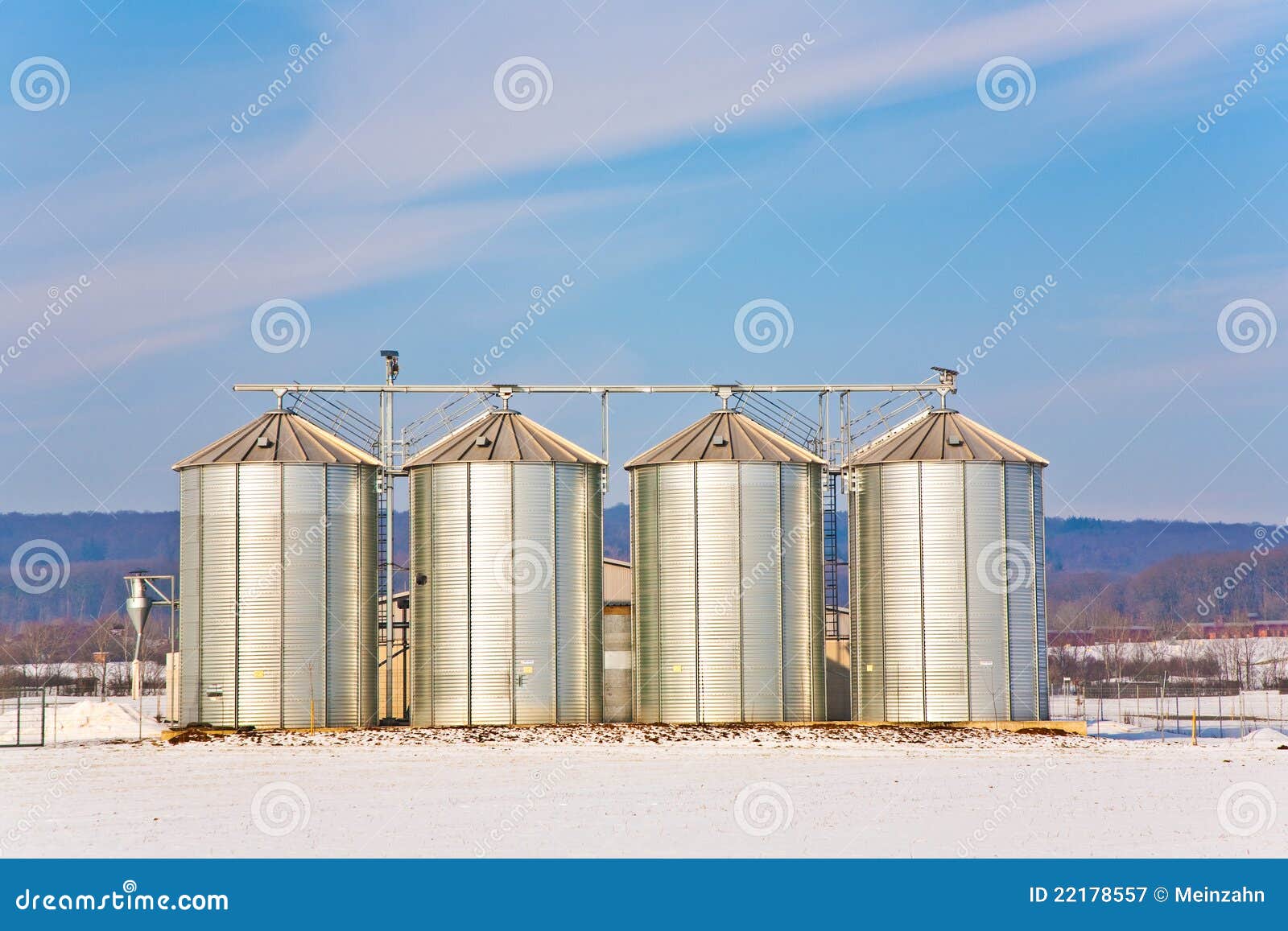 Landscape with Silo and Snow White Stock Image - Image of frozen, acre ...