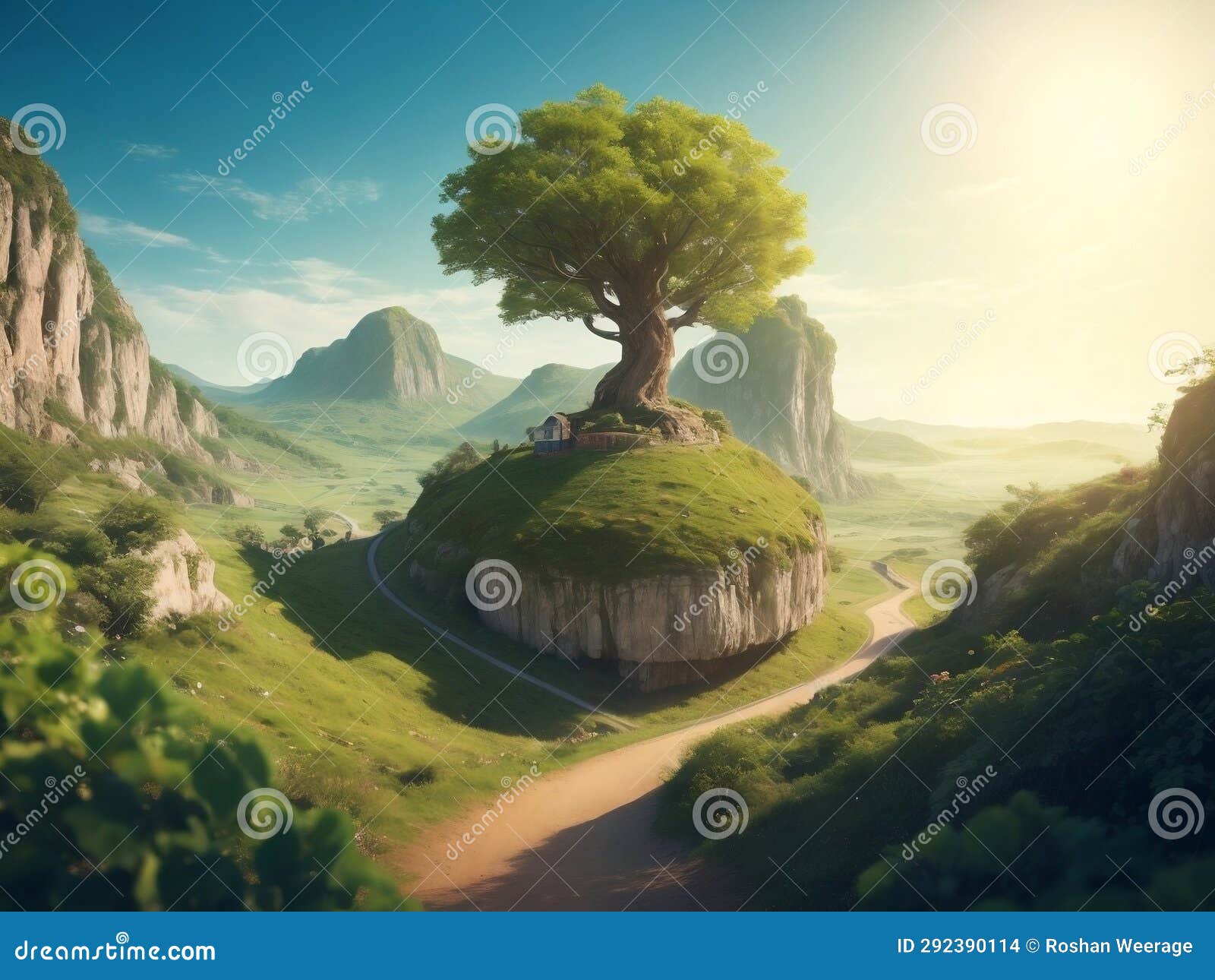 Landscape with a Single Tree in a Beautiful Place in a Beautiful ...