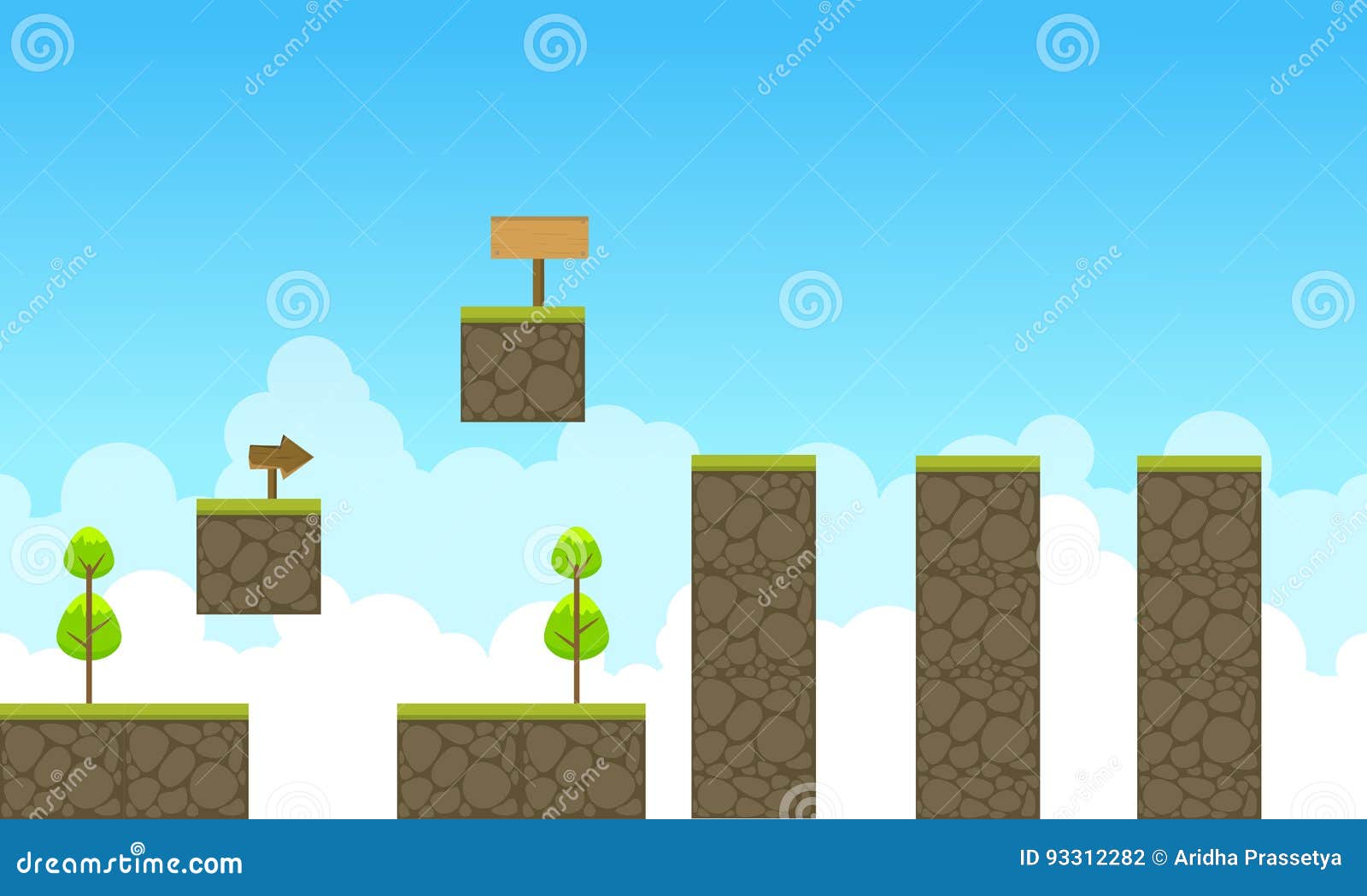 Landscape Sky Style Game Background Stock Vector - Illustration of ...