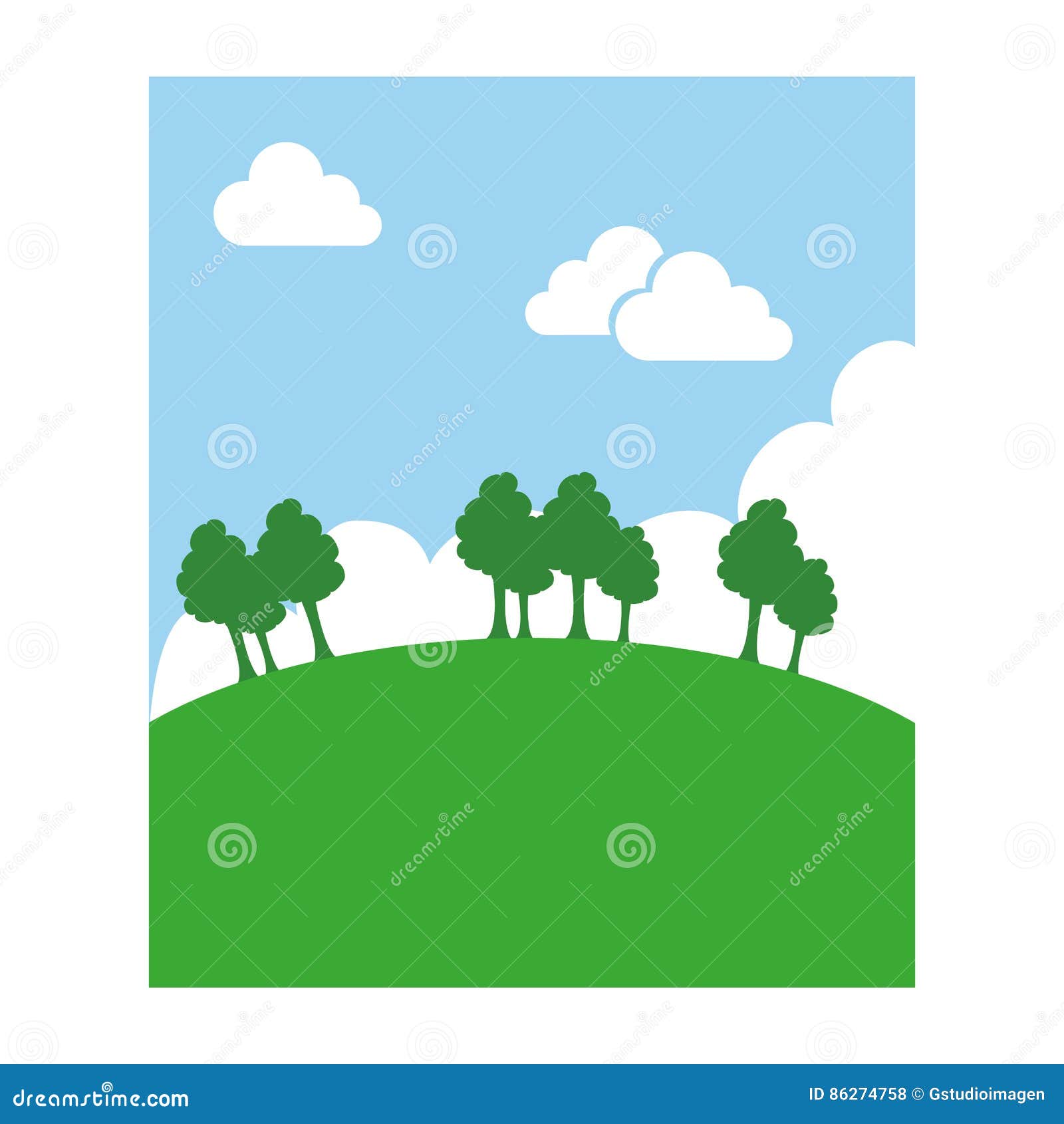 Landscape with Sky and Trees Stock Vector - Illustration of forest ...