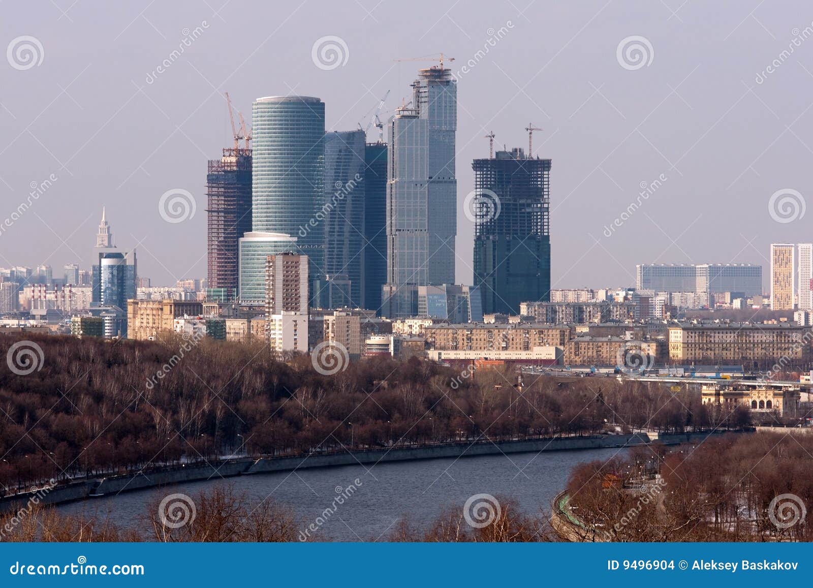 Landscape with Skyscraper Building Stock Photo - Image of business ...