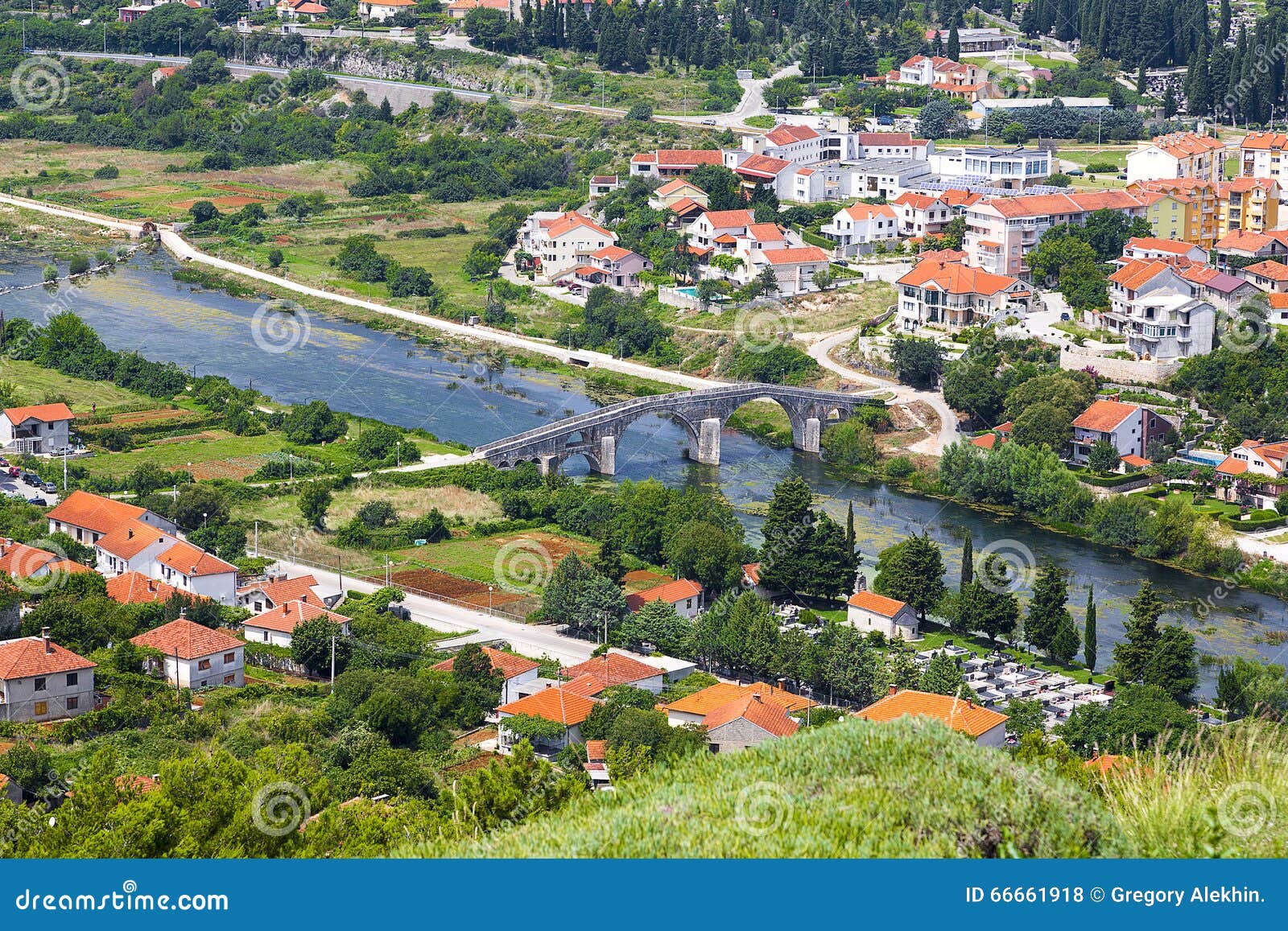 Landscape of a small town. stock photo. Image of road - 66661918