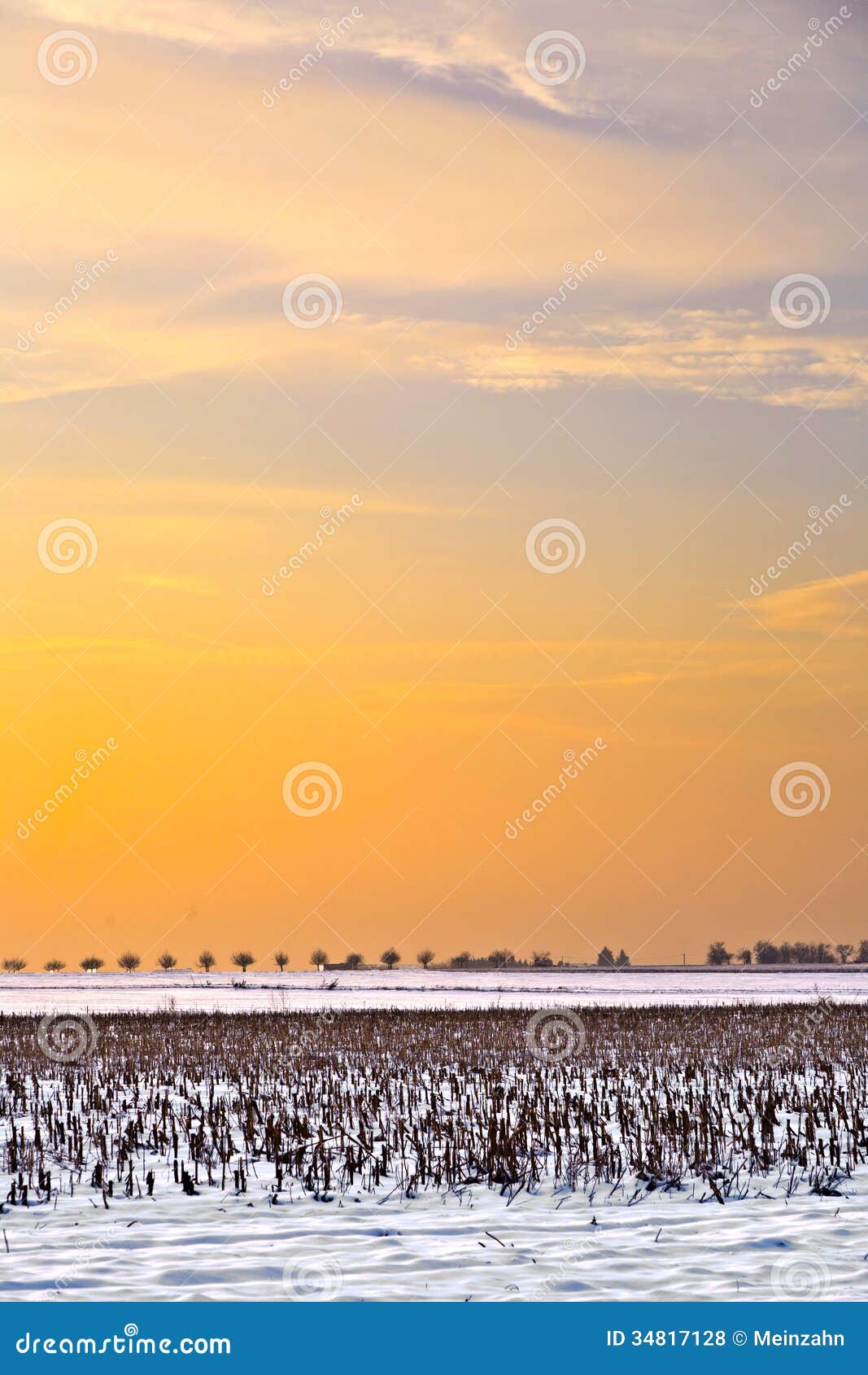 Landscape with Snow Covered Fields Stock Photo - Image of season, cloud ...