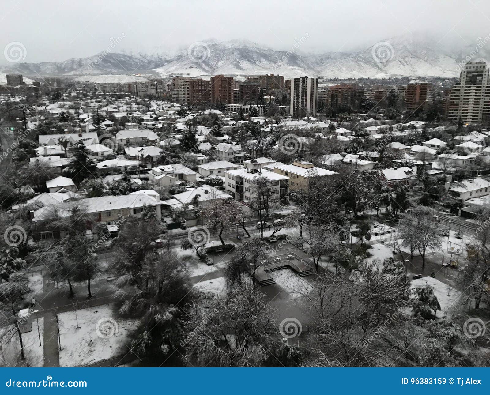 Landscape and Snow Fall in Santiago, Chile Stock Image - Image of ...