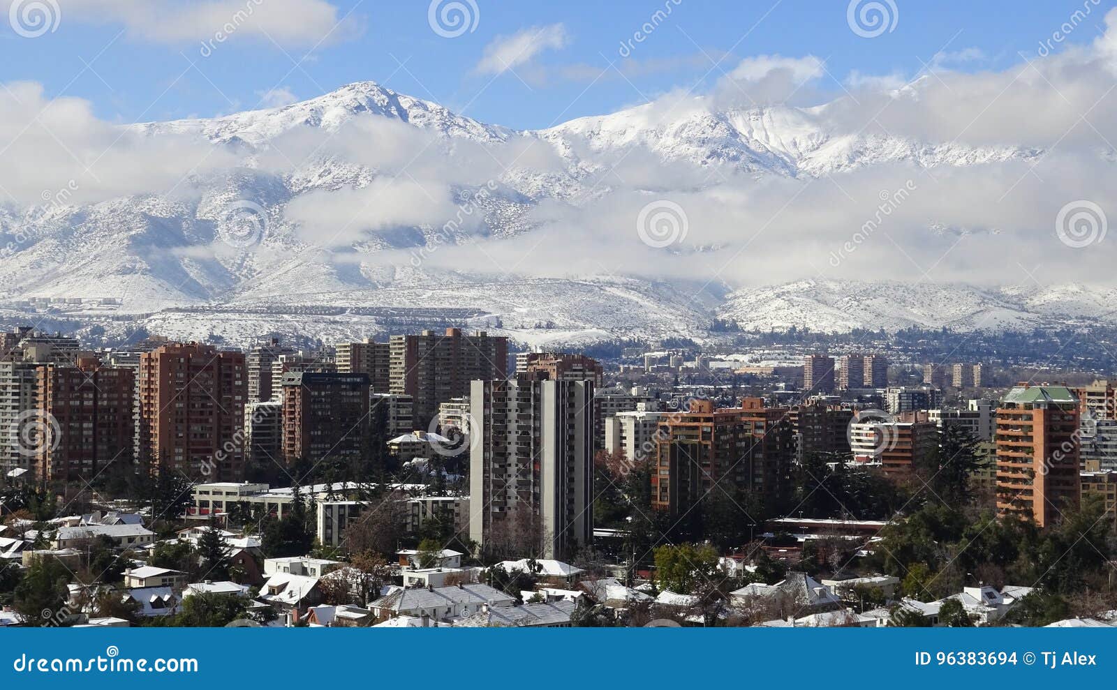 Landscape and Snow Fall in Santiago, Chile Stock Photo - Image of ...