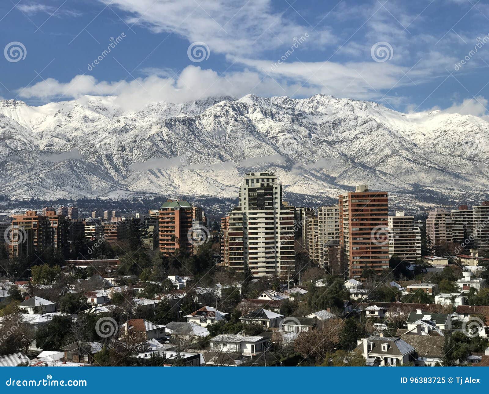 Landscape and Snow Fall in Santiago, Chile Stock Image - Image of ...