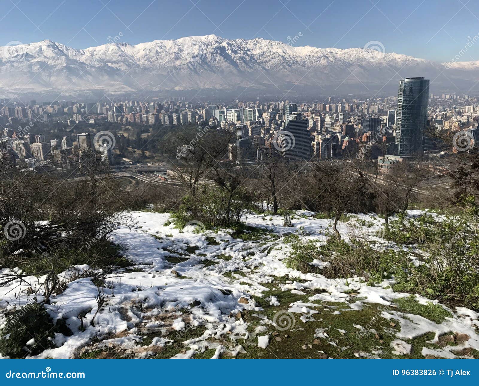 Landscape and Snow Fall in Santiago, Chile Stock Photo - Image of snow ...
