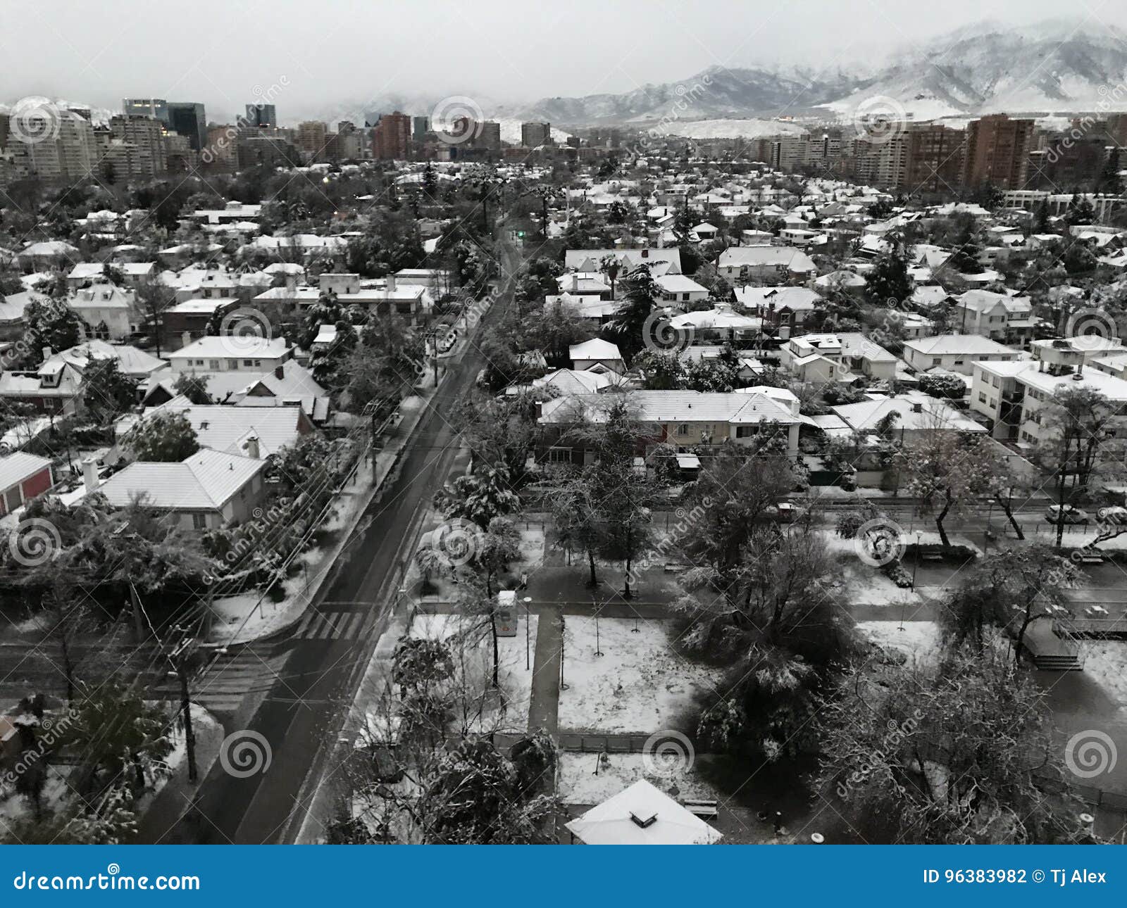 Landscape and Snow Fall in Santiago, Chile Stock Photo - Image of ...
