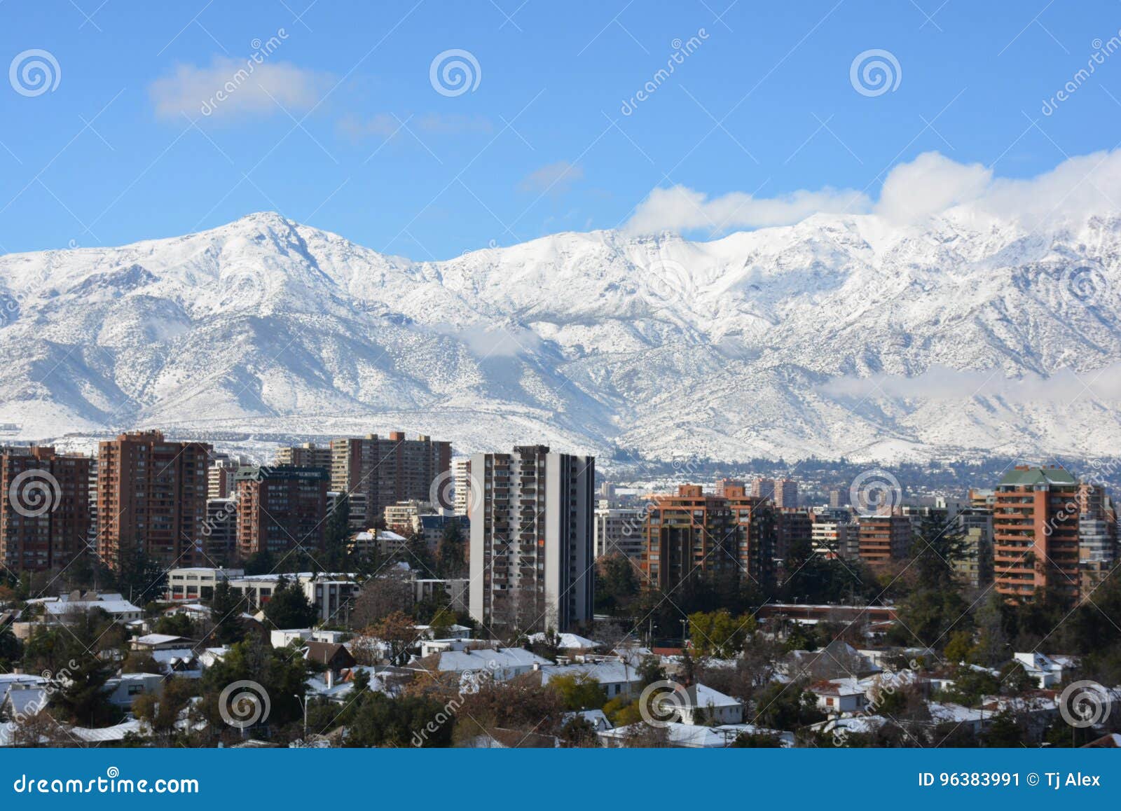 Landscape and Snow Fall in Santiago, Chile Stock Image - Image of ...