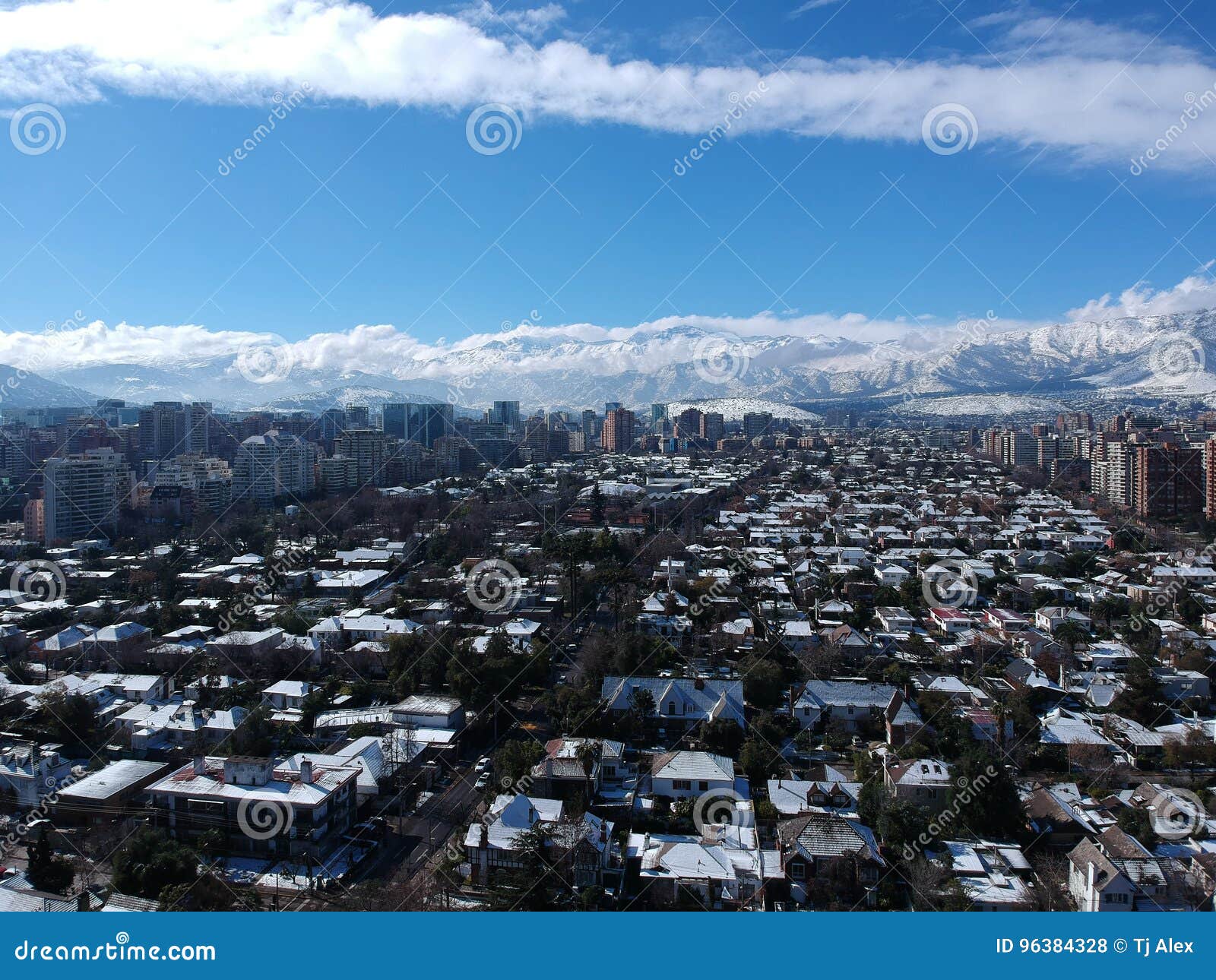Landscape and Snow Fall in Santiago, Chile Stock Photo - Image of ...