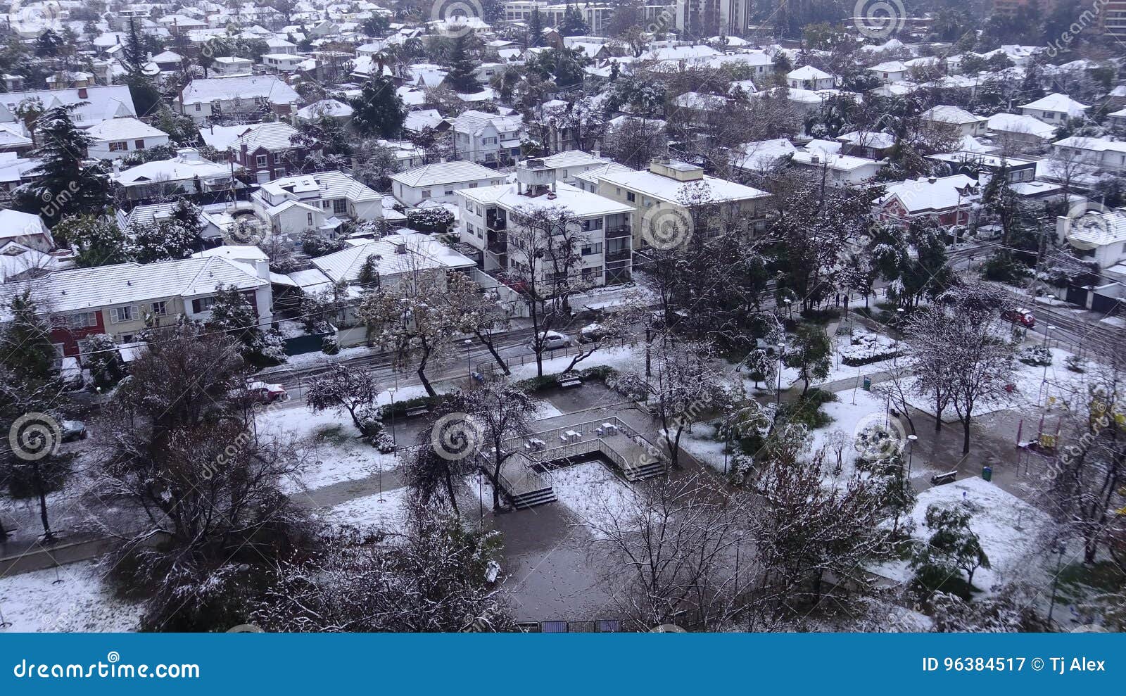 Landscape and Snow Fall in Santiago, Chile Stock Image - Image of ...