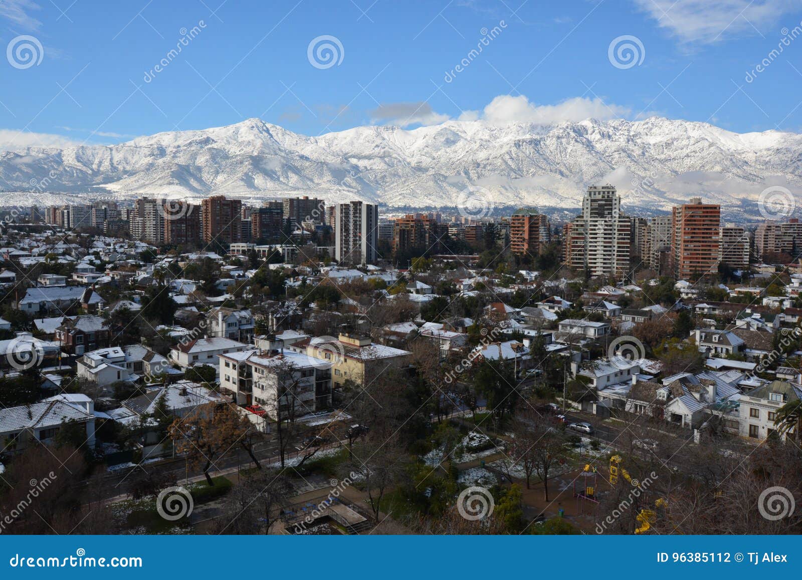 Landscape and Snow Fall in Santiago, Chile Stock Photo - Image of snow ...