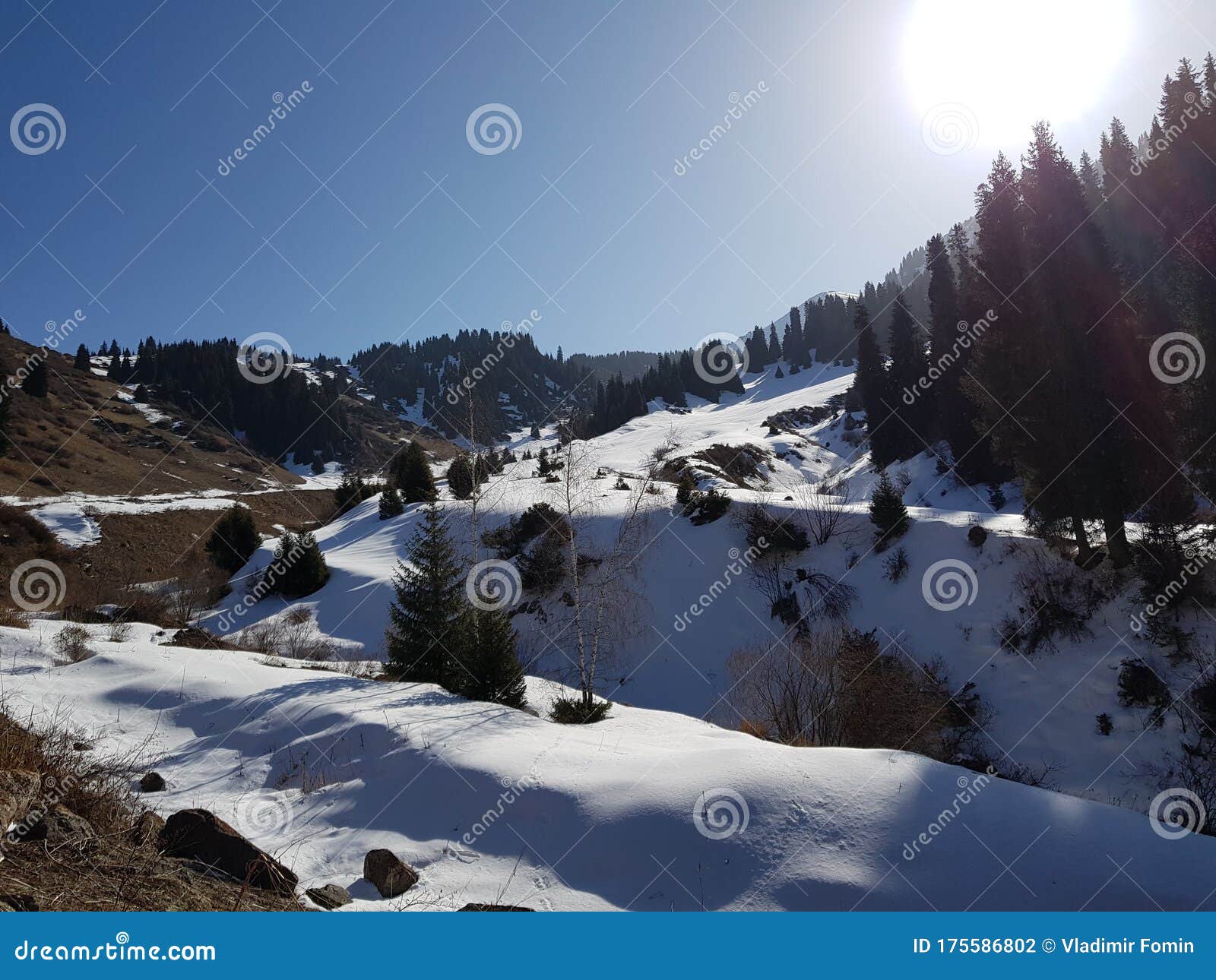Snow in the Mountains in Early Spring. Stock Photo - Image of walks ...