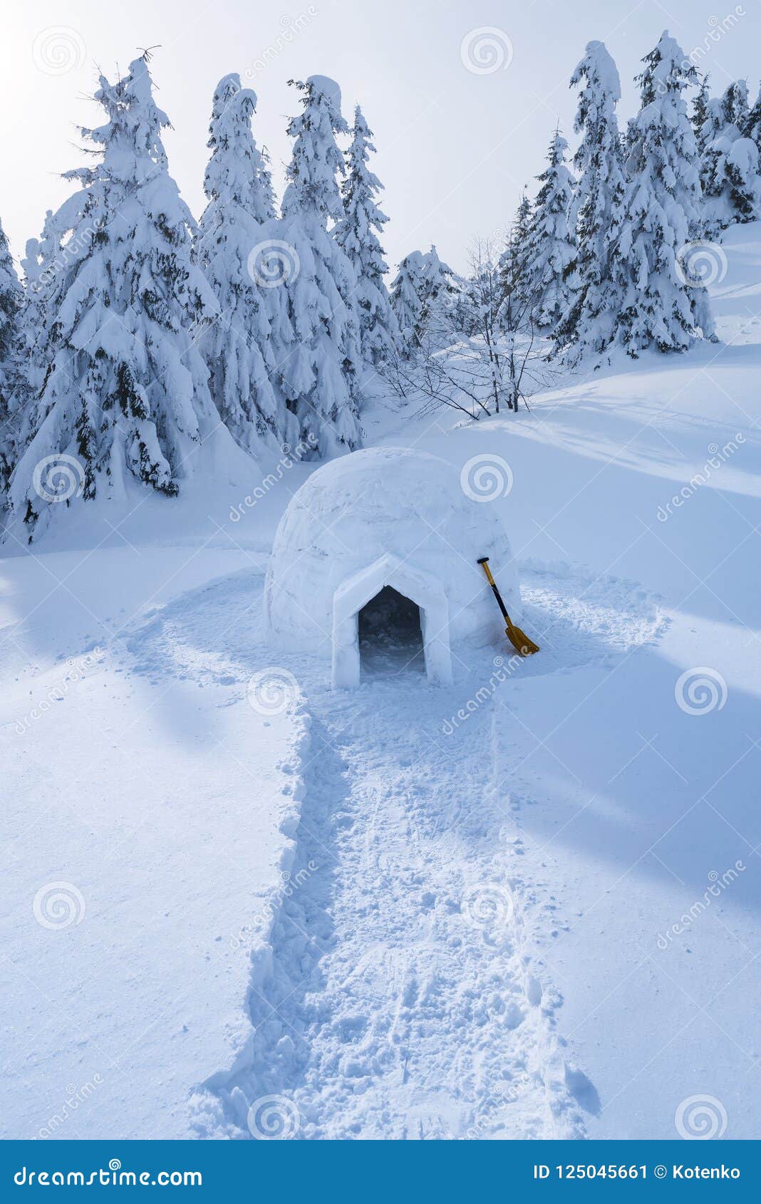 Winter Landscape with a Snow Igloo Stock Image - Image of house ...