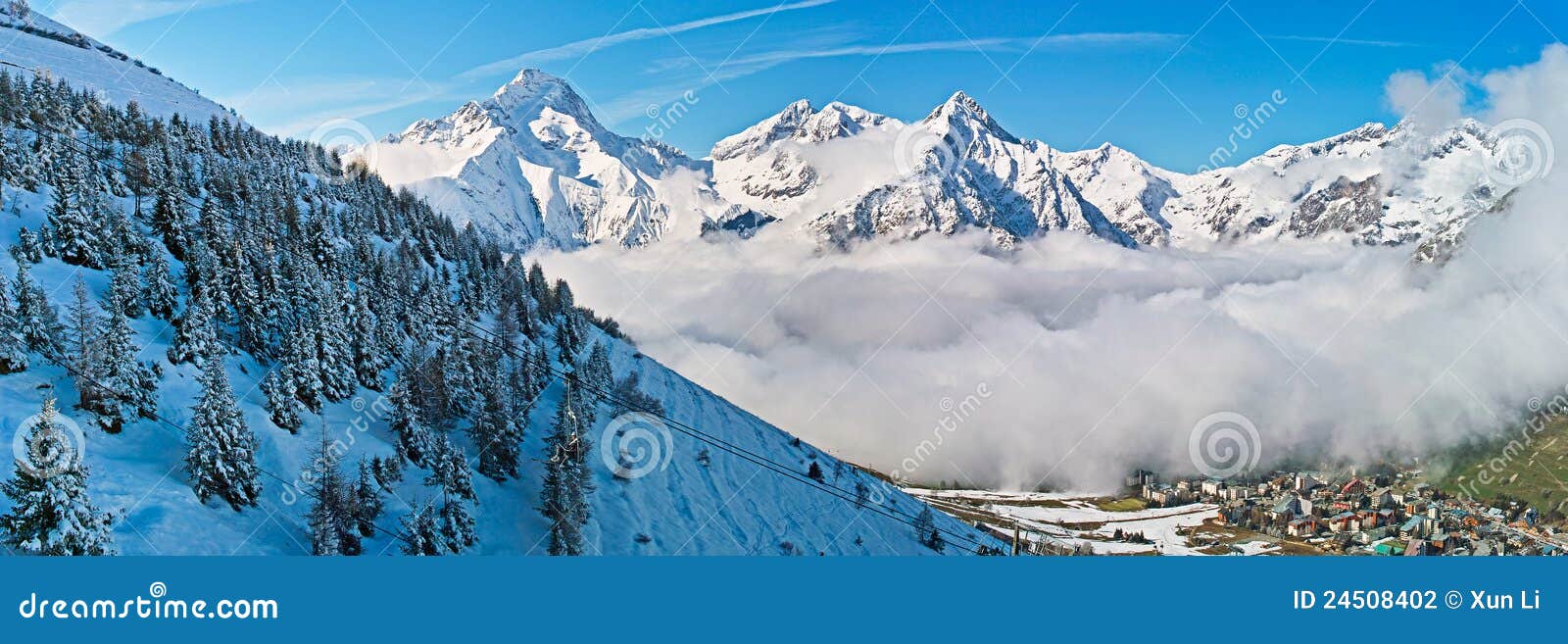 Landscape of Snow Mountain Alps Stock Photo - Image of hill, tree: 24508402
