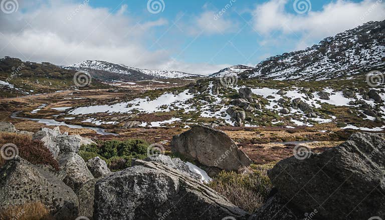 Landscape of the Snowy Hillside Stock Image - Image of background ...