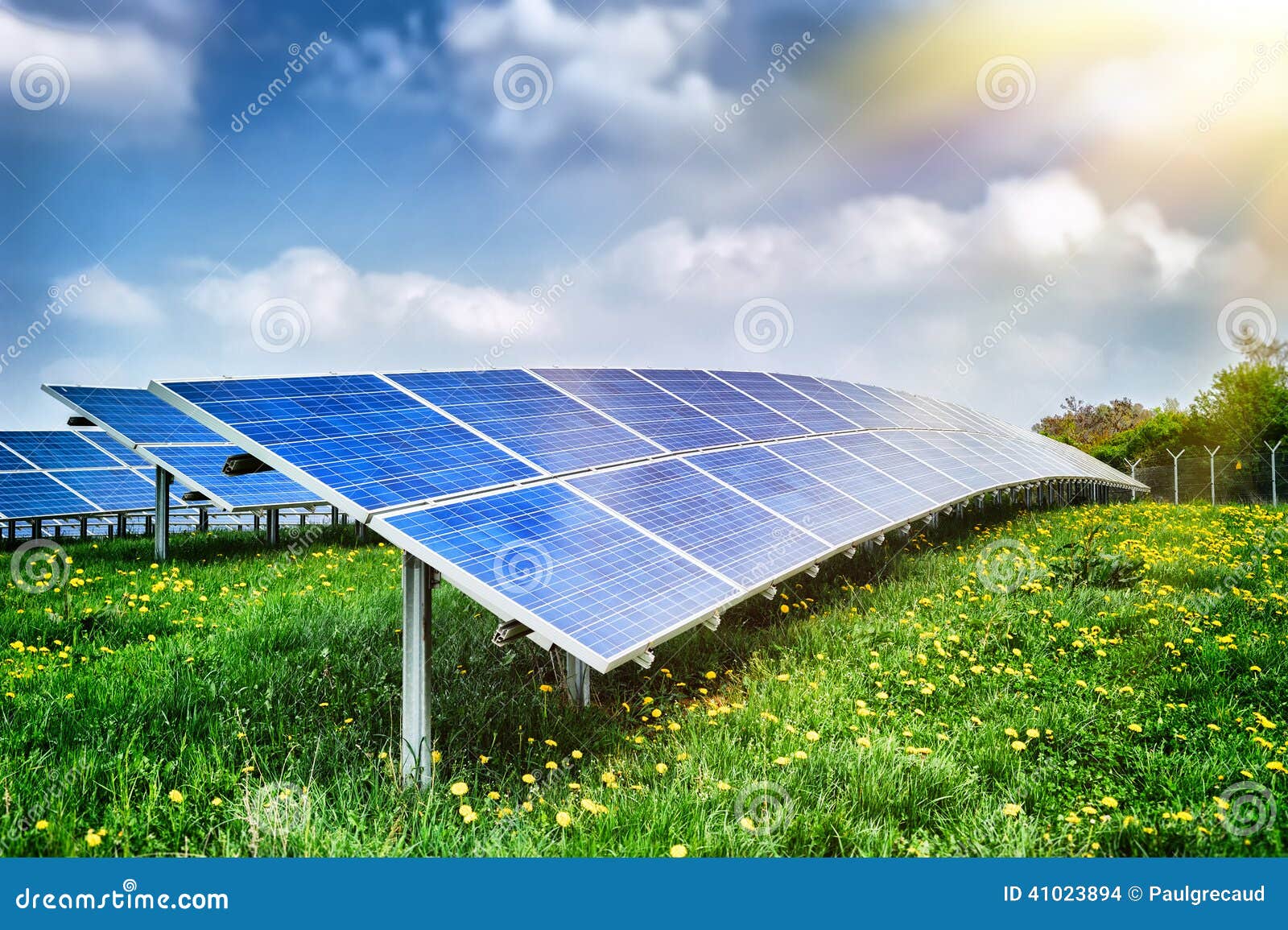 Landscape with Solar Energy Field Stock Photo - Image of climate ...