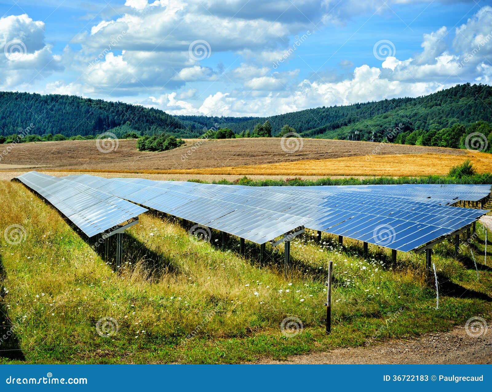 Landscape with Solar Energy Field Stock Image - Image of electric ...