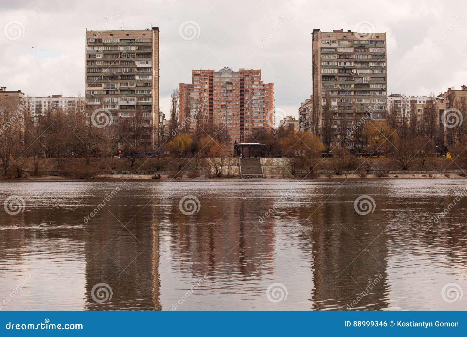 Landscape with Soviet Buildings Stock Photo - Image of architecture ...
