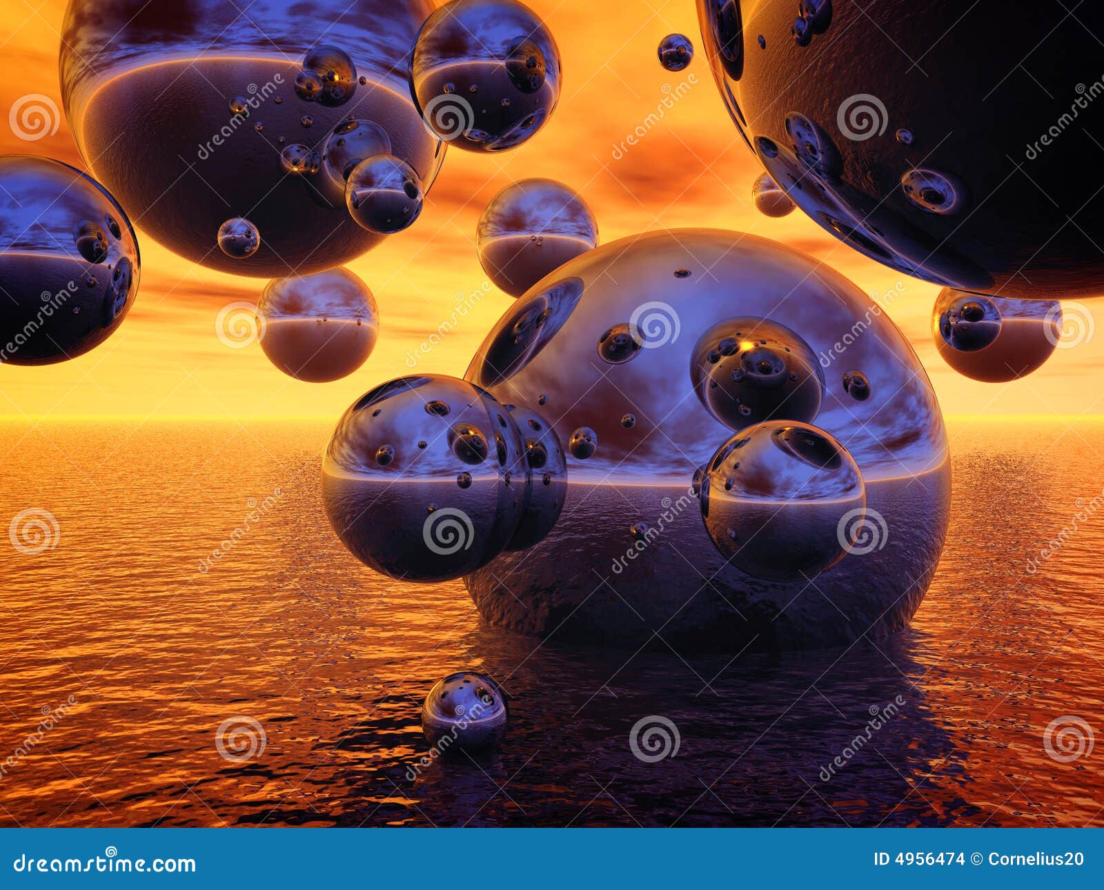 Landscape with spheres stock illustration. Illustration of ball - 4956474