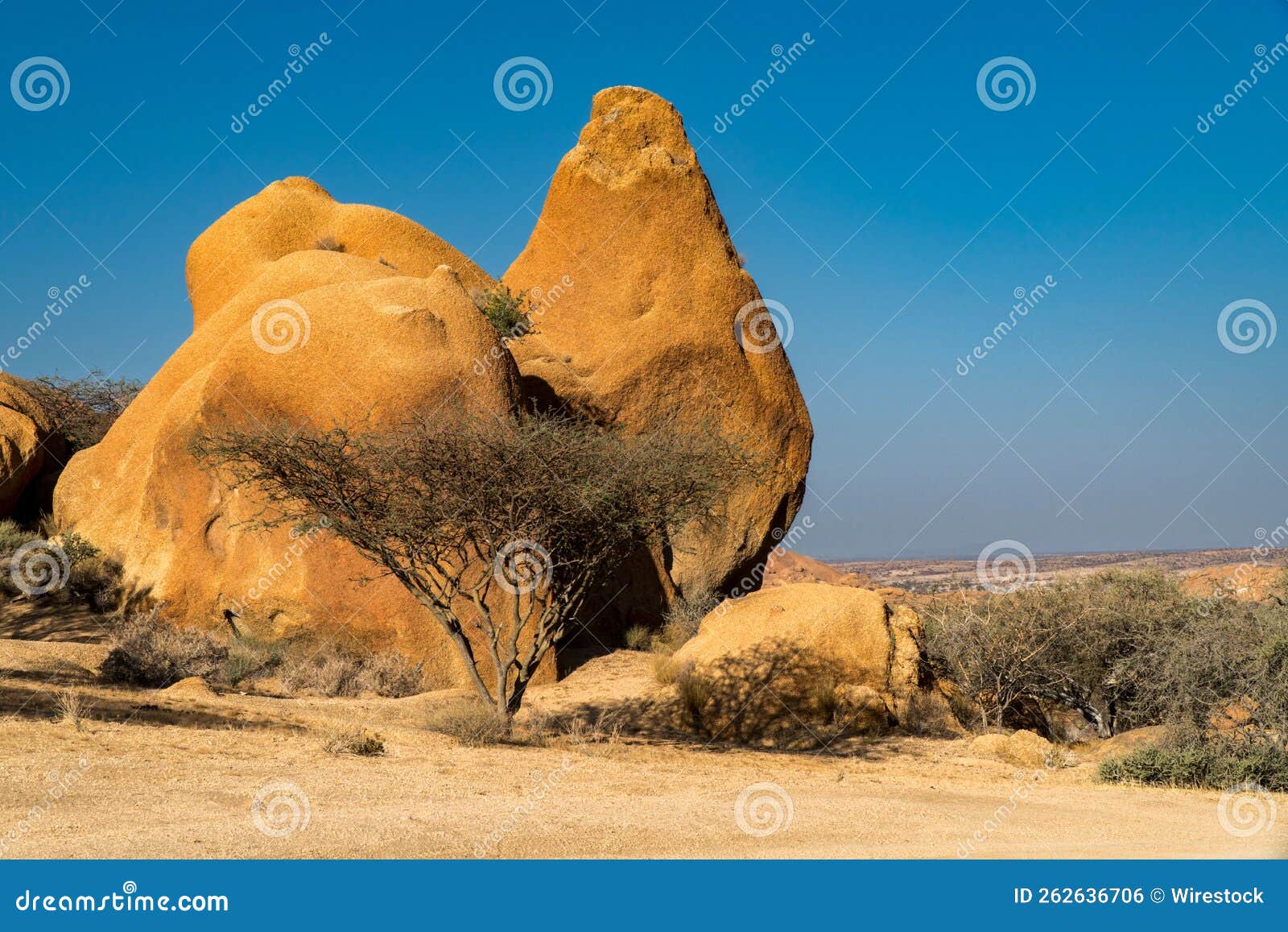 Landscape of the Spitzkoppe Granite Peaks in Namibia Stock Photo ...