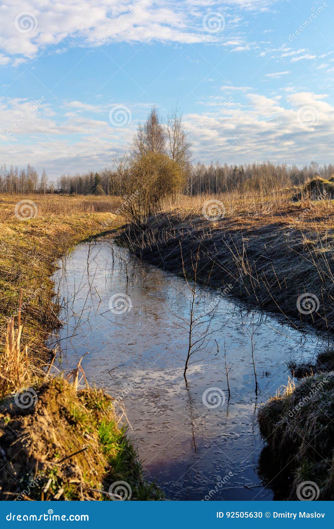 Landscape with Spring Creek Stock Photo - Image of sunlight, spring ...