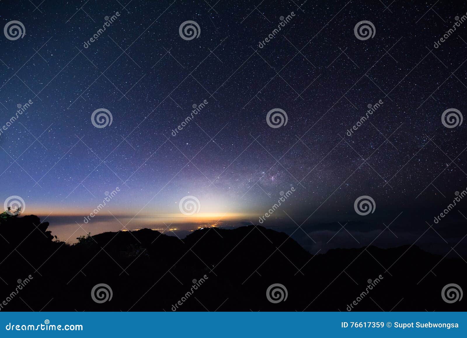 Landscape star and sunrise stock image. Image of galaxy - 76617359