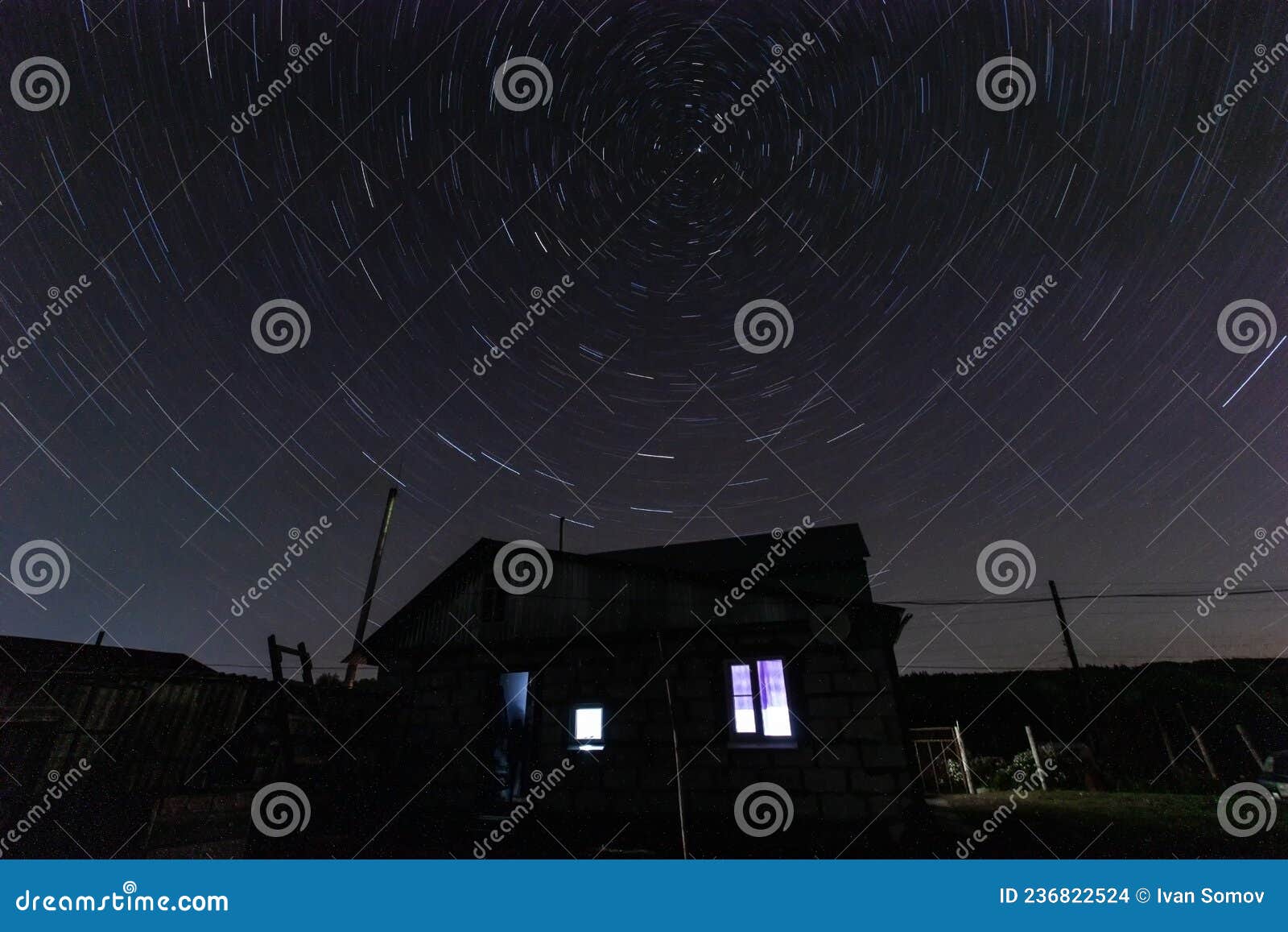 Landscape of Star Tracks in the Night Sky Stock Photo - Image of starry ...