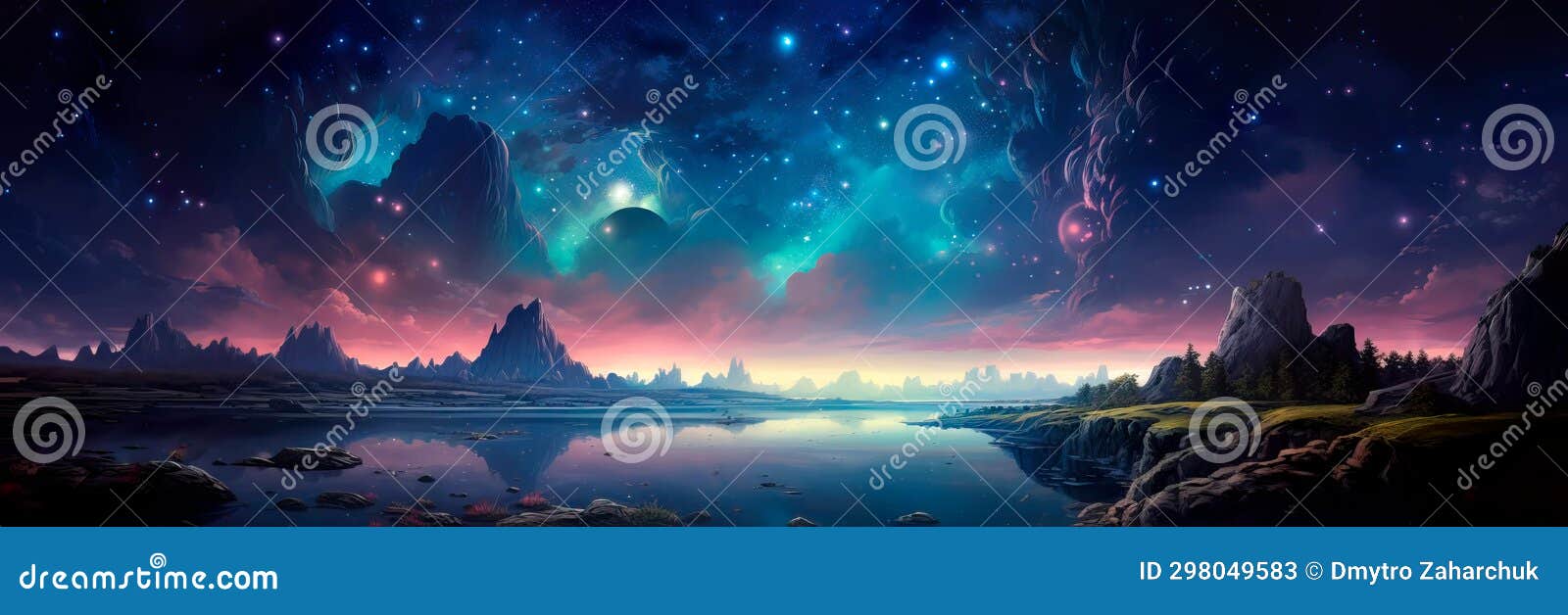 Landscape of a Starry Magical Night and Its Magical Phenomena Stock ...