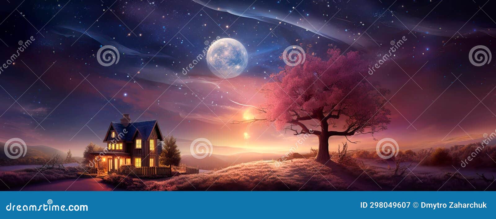 Landscape of a Starry Magical Night and Its Magical Phenomena Stock ...