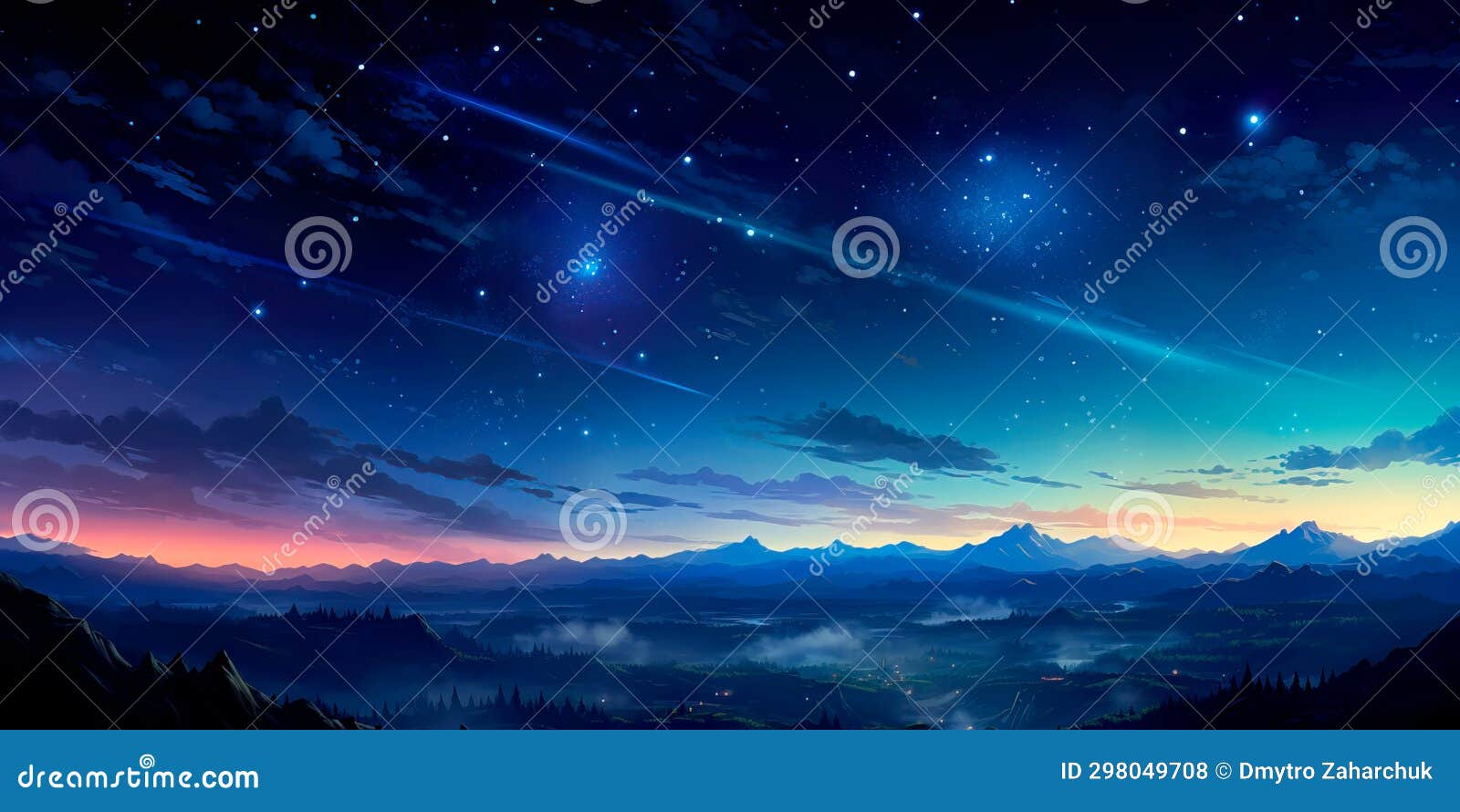 Landscape of a Starry Magical Night and Its Magical Phenomena Stock ...