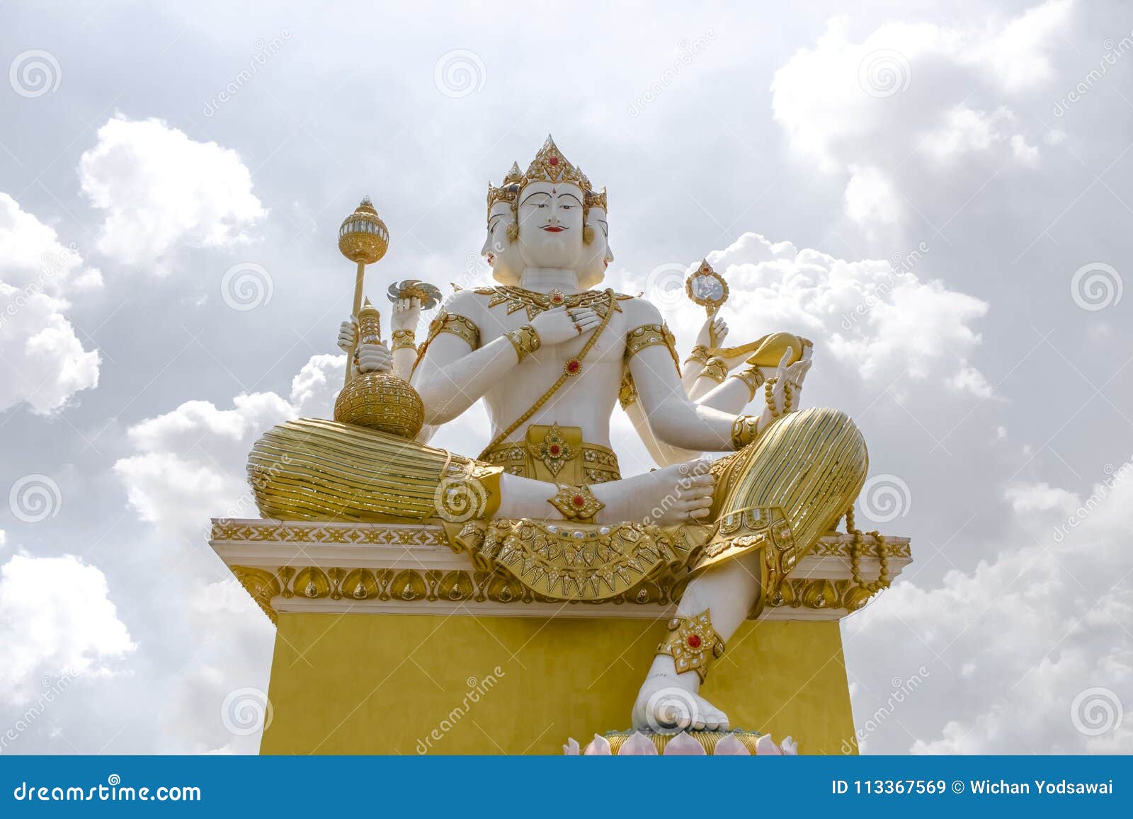 Landscape, Statue ,Big Brahma, on Sky White Background Stock Image ...