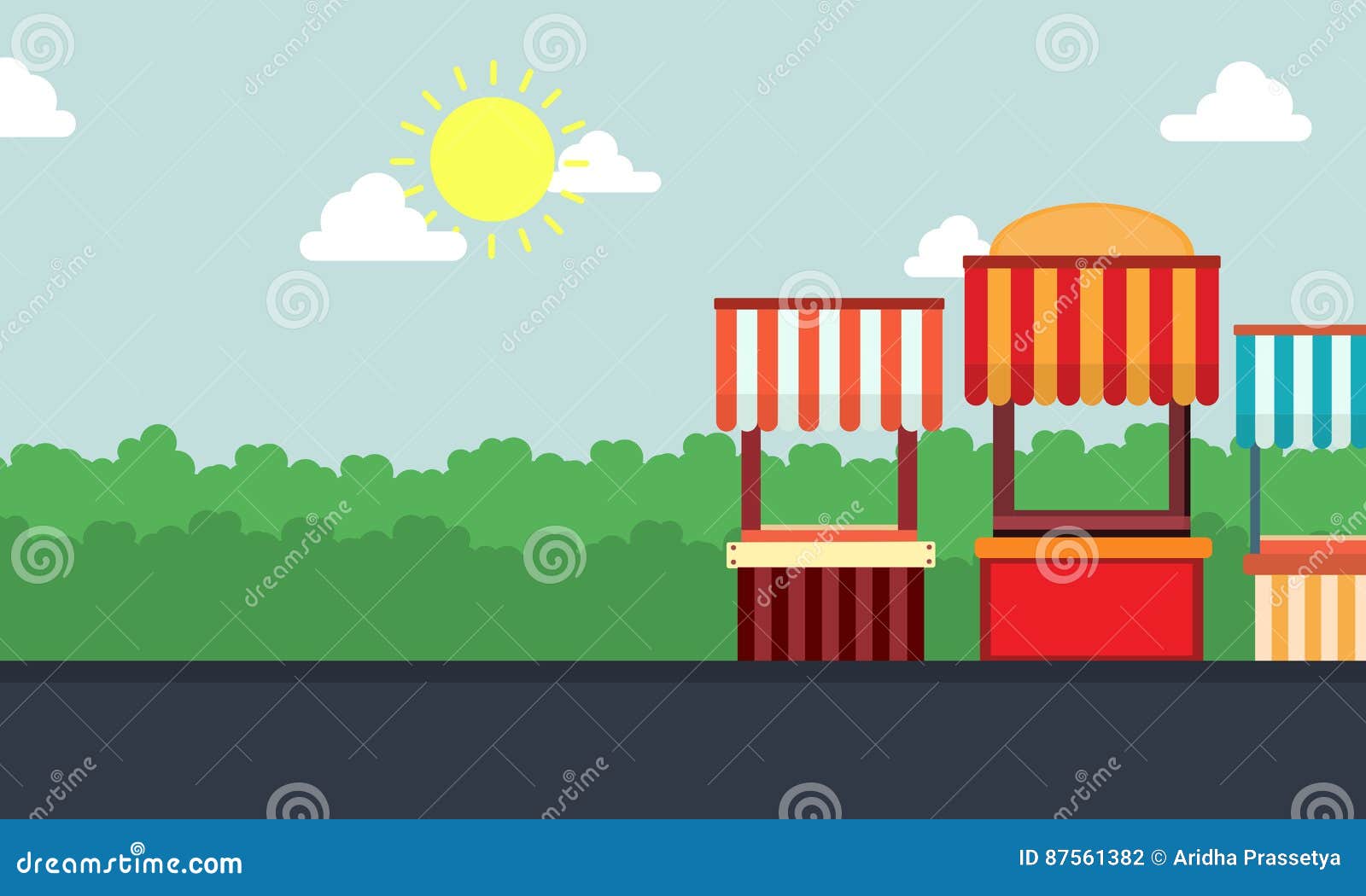 Landscape of Street Stall Vector Art Stock Vector - Illustration of ...