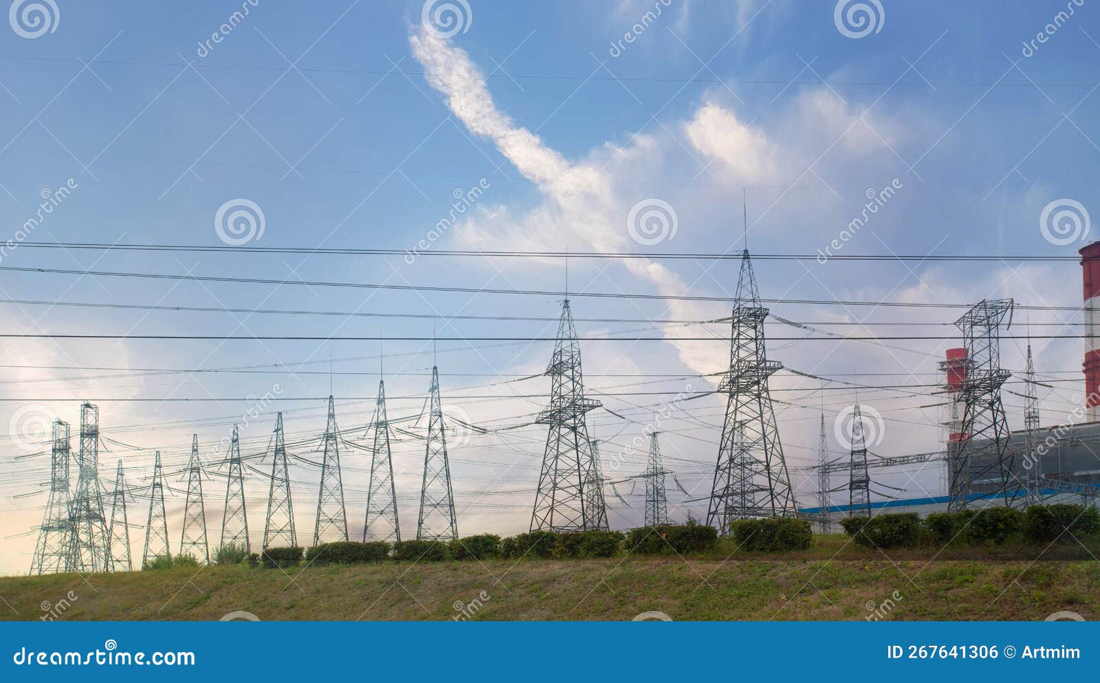 Landscape of Substation and Power Transmission Lines Stock Photo ...