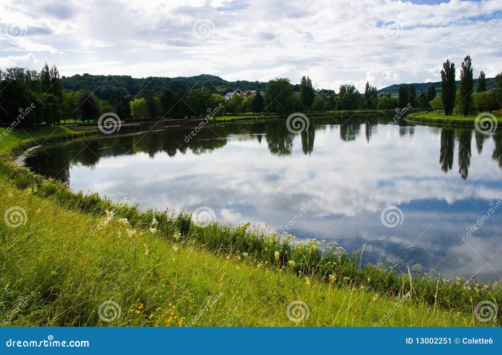 Landscape Summer at the Riverside Stock Image - Image of reflection ...