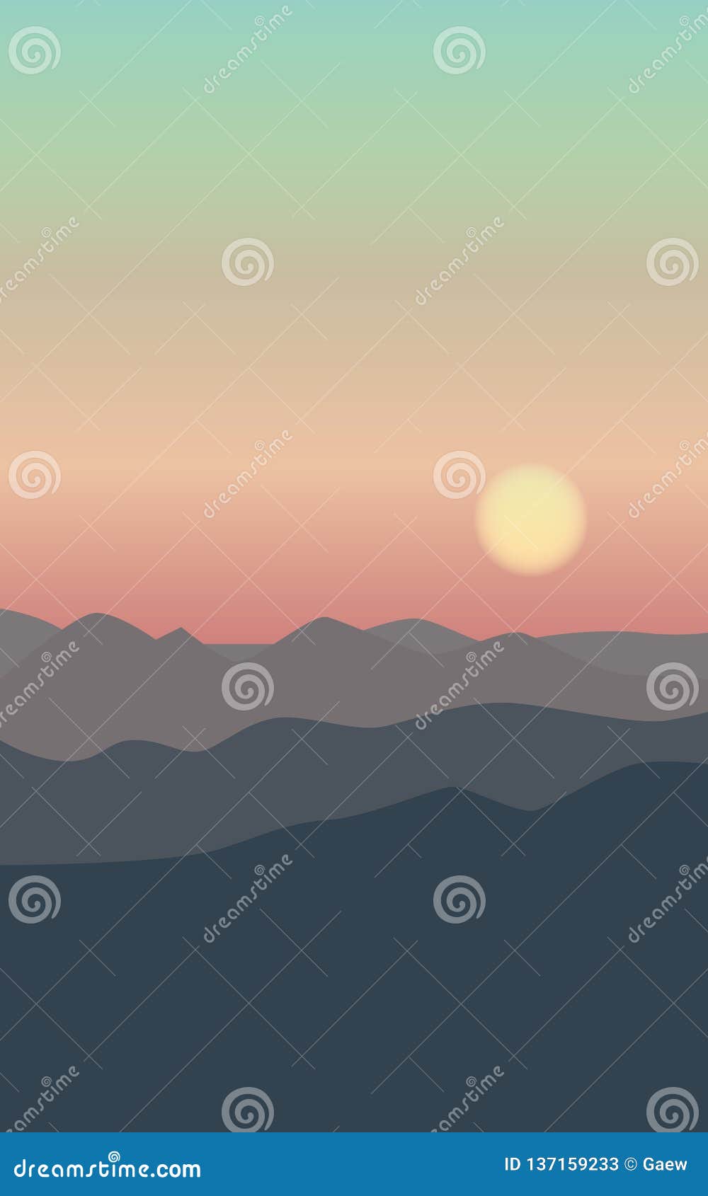 Landscape sun on mountain stock vector. Illustration of simple - 137159233