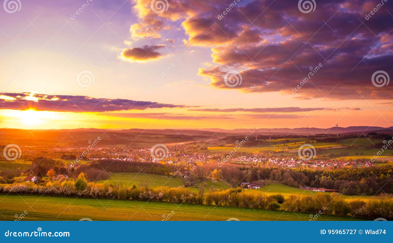 The Landscape at Sunset in Germany, Low Saxony Stock Image - Image of ...