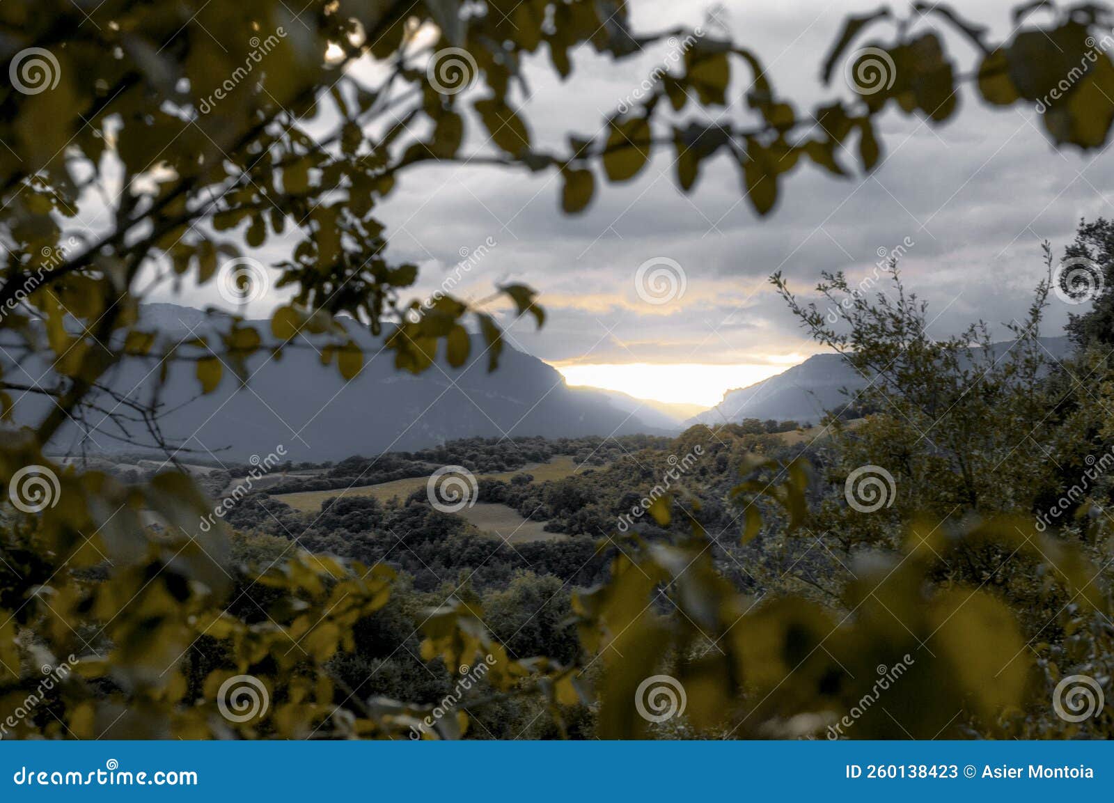 Landscape at Sunset with the Mountains of Sobron in the Background ...